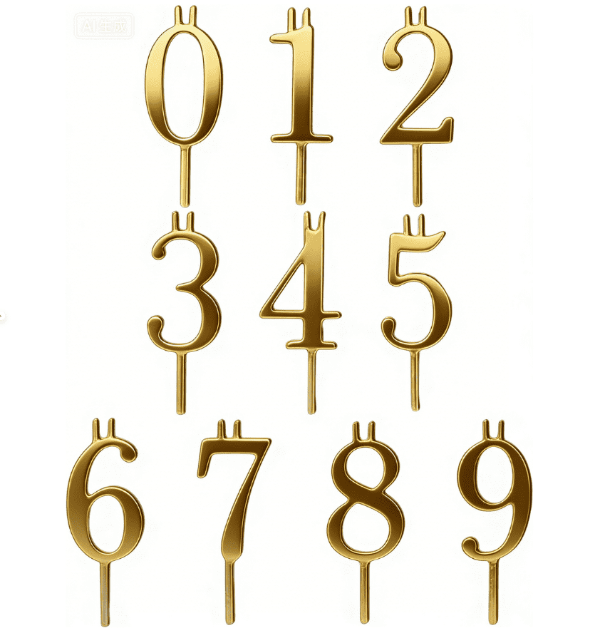 Inglocoh Reusable Metal Number Candle Holders Golden Digital Cake ...