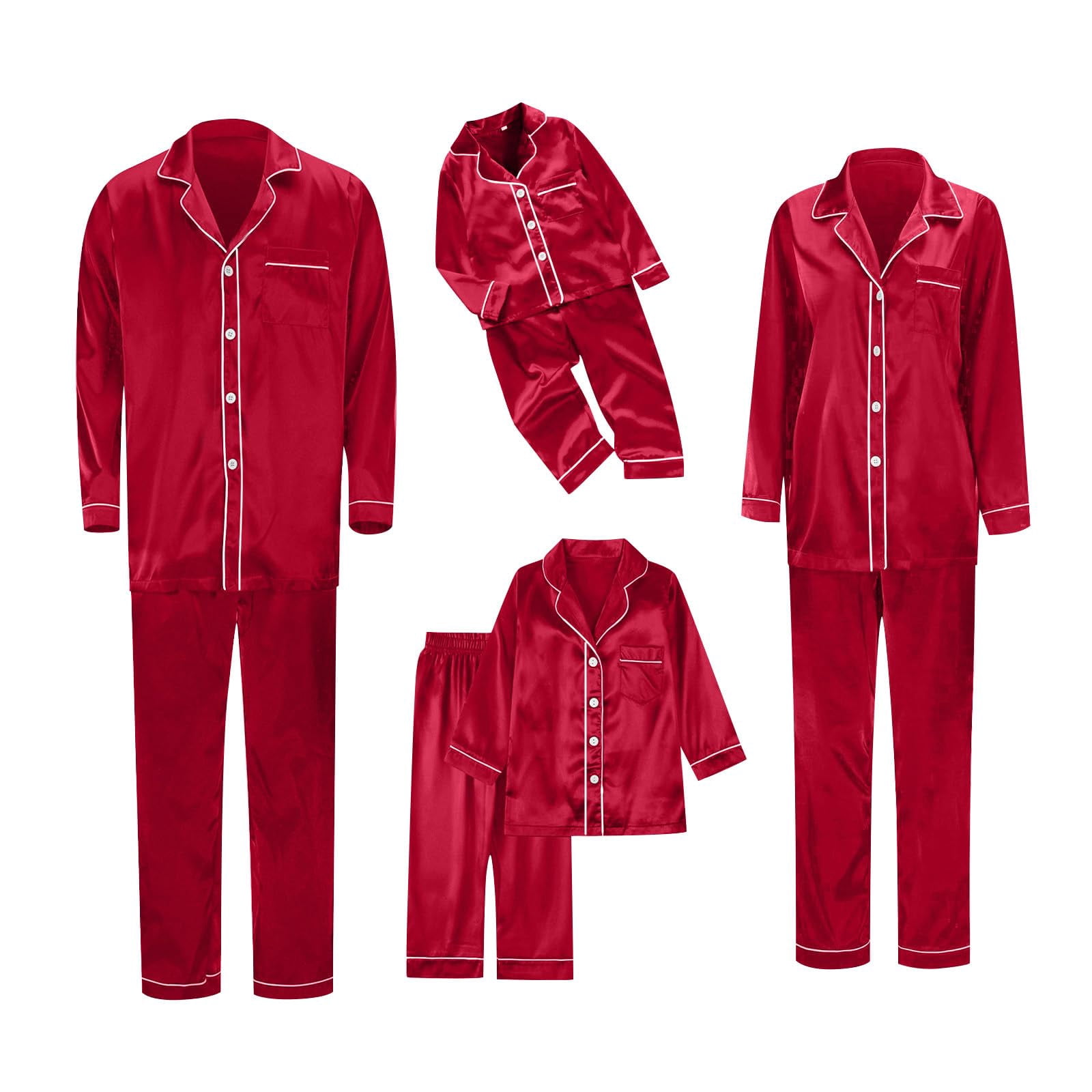 Inglocry Family Christmas Pajamas Matching Sets 2025 Silk Satin Casual ...