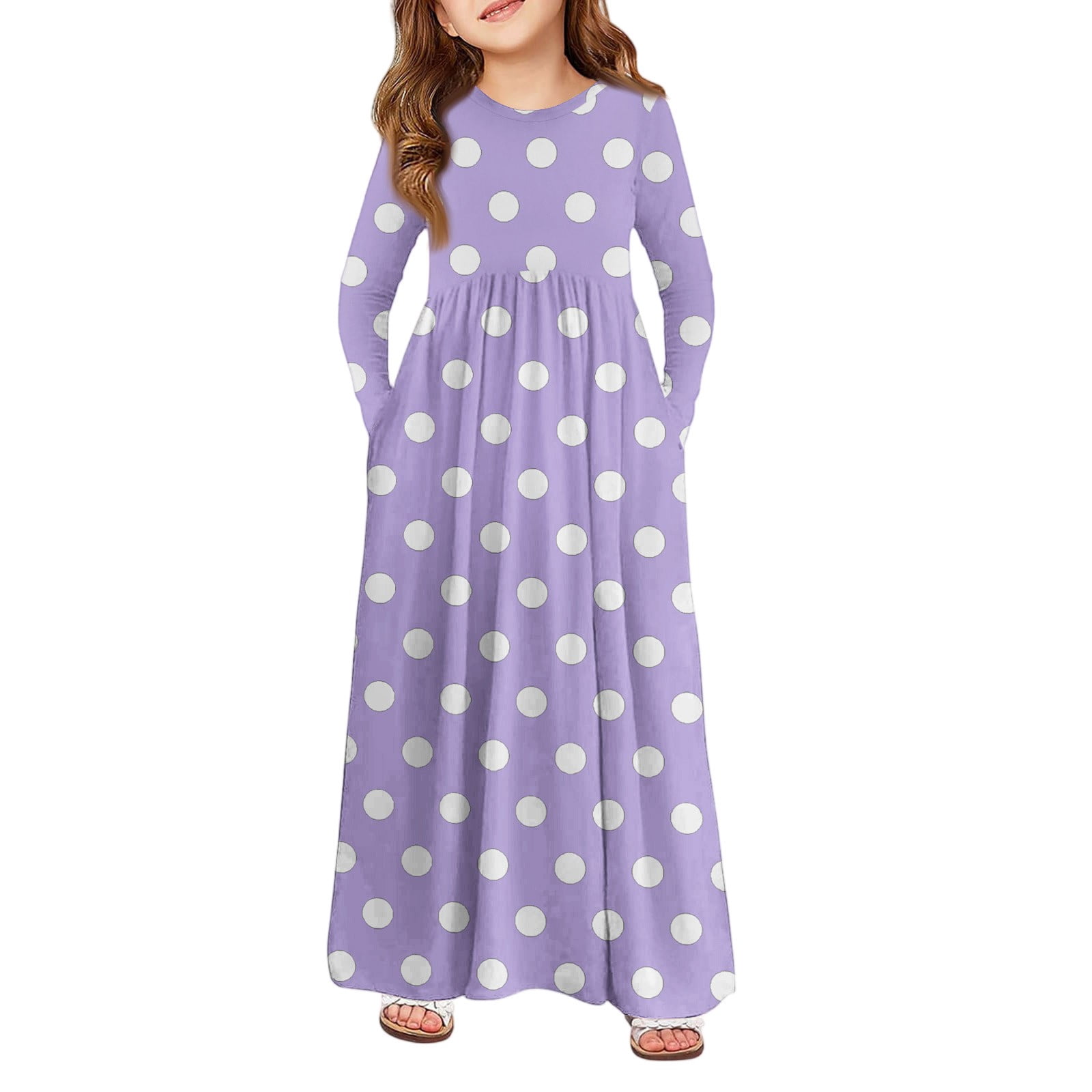 Inglocry Girls Maxi Dress Casual Holiday Long Dresses with Pockets ...
