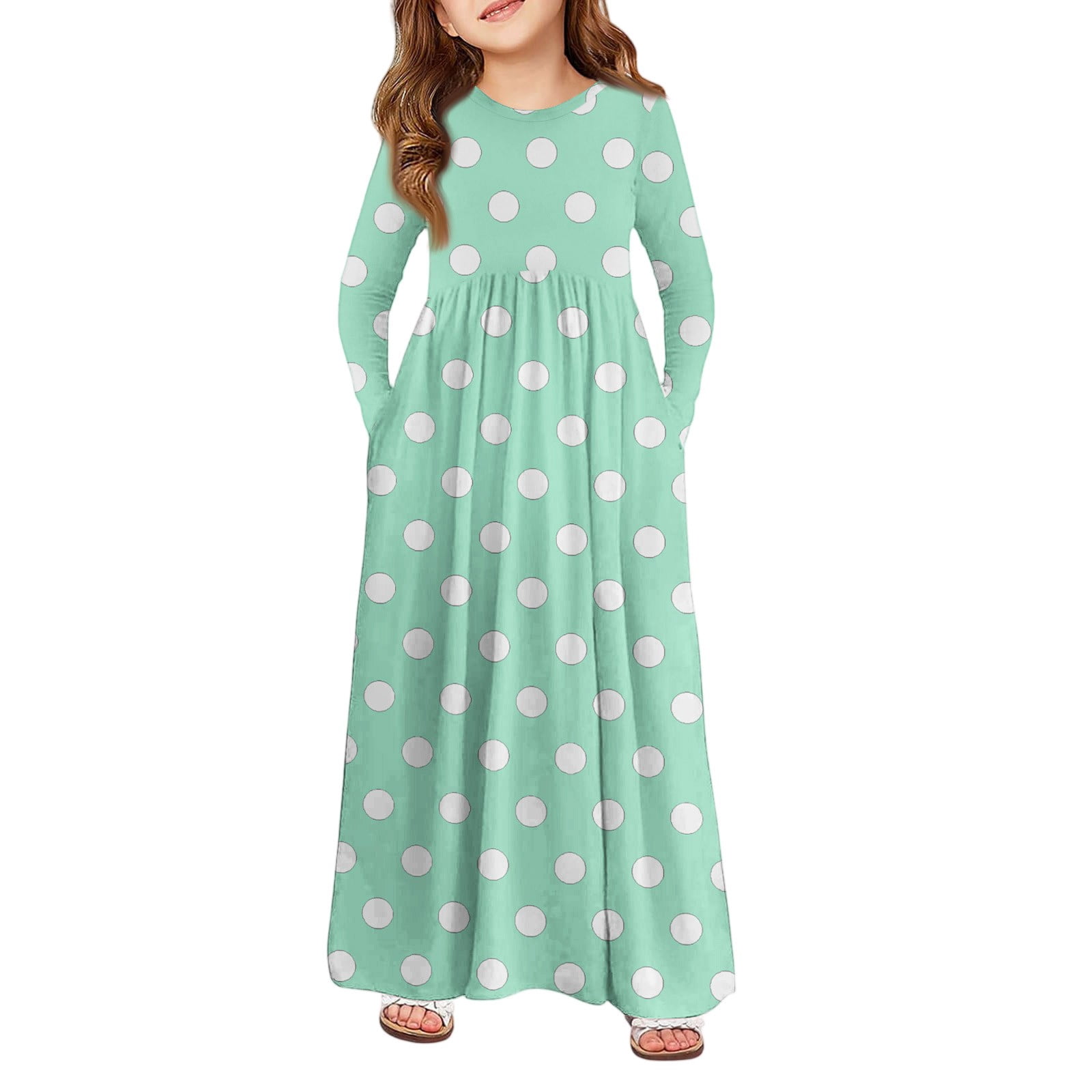 Inglocry Girls Maxi Dress Casual Holiday Long Dresses with Pockets ...