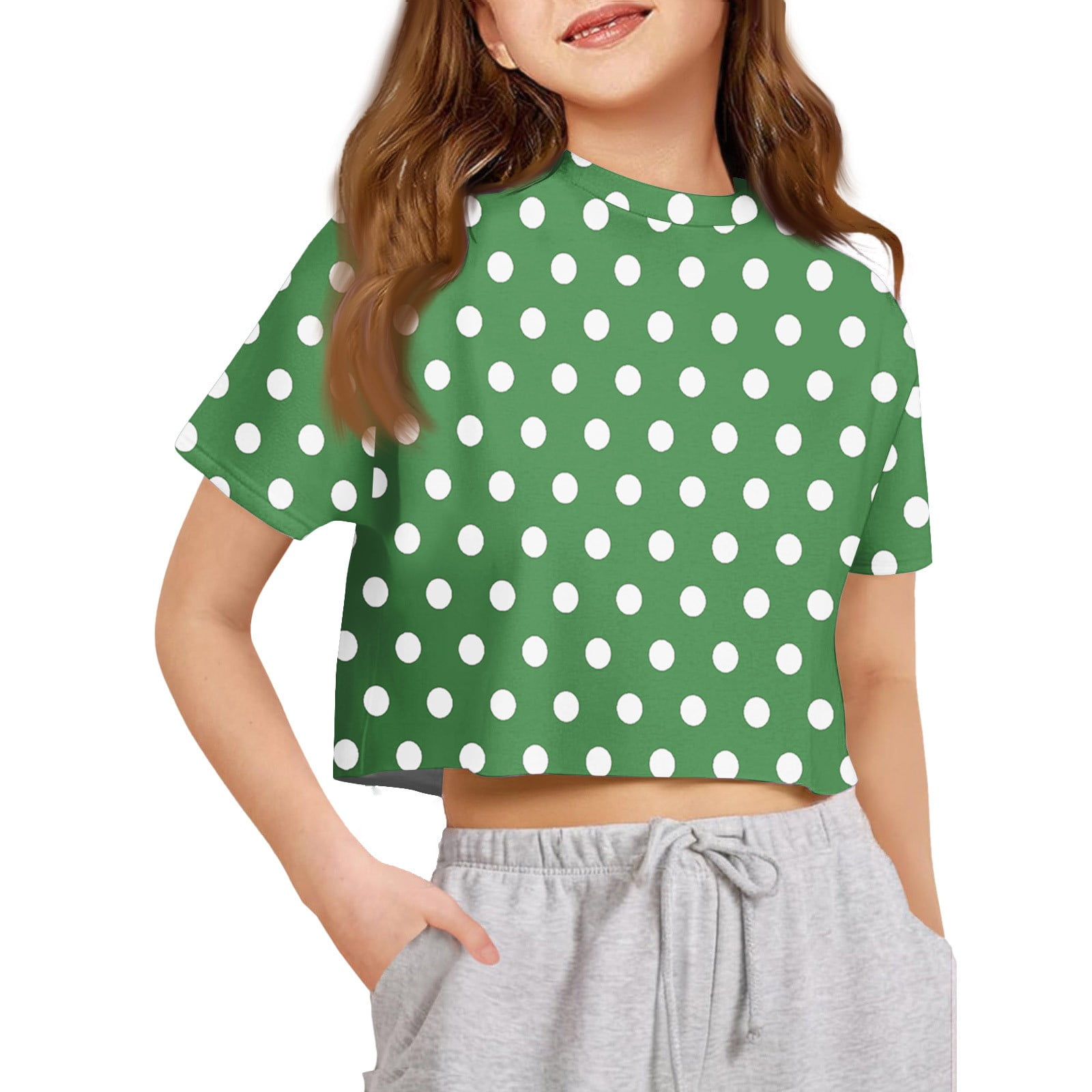 Inglocry Girls Short Sleeve Crop Tops Kids Fashion Oversized Cute Crew ...