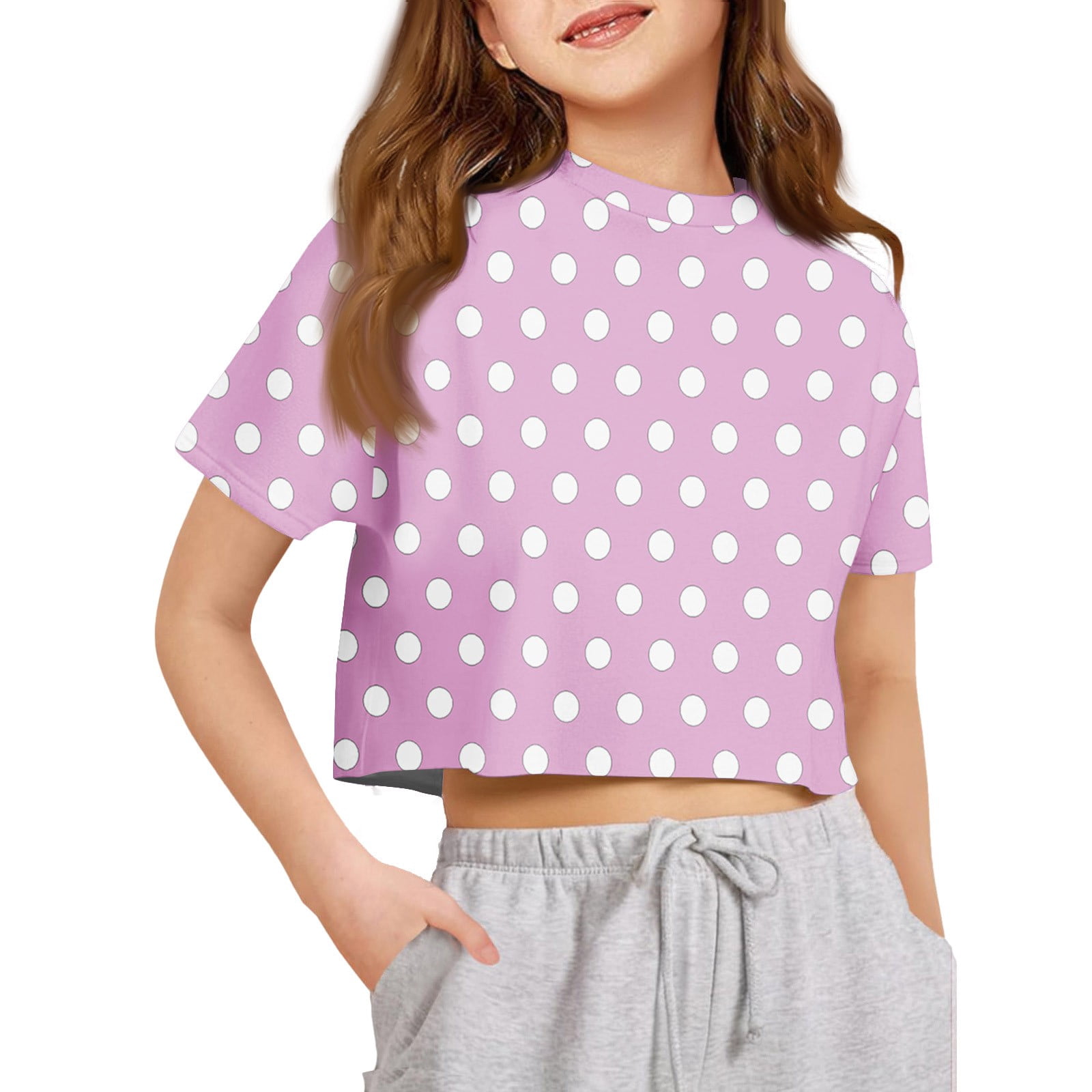 Inglocry Girls Short Sleeve Crop Tops Kids Fashion Oversized Cute Crew ...