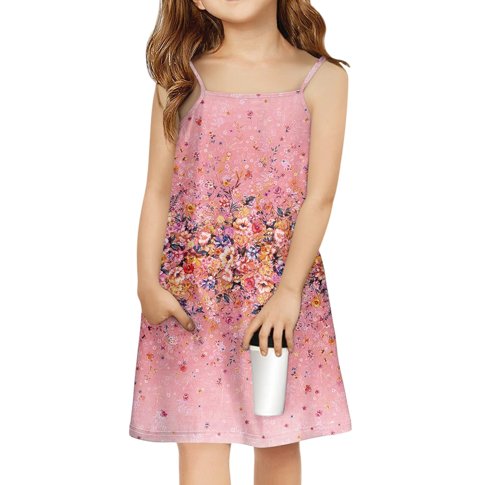 Inglocry Girls Sleeveless Summer Dress Kids Casual Boho Loose Beach ...