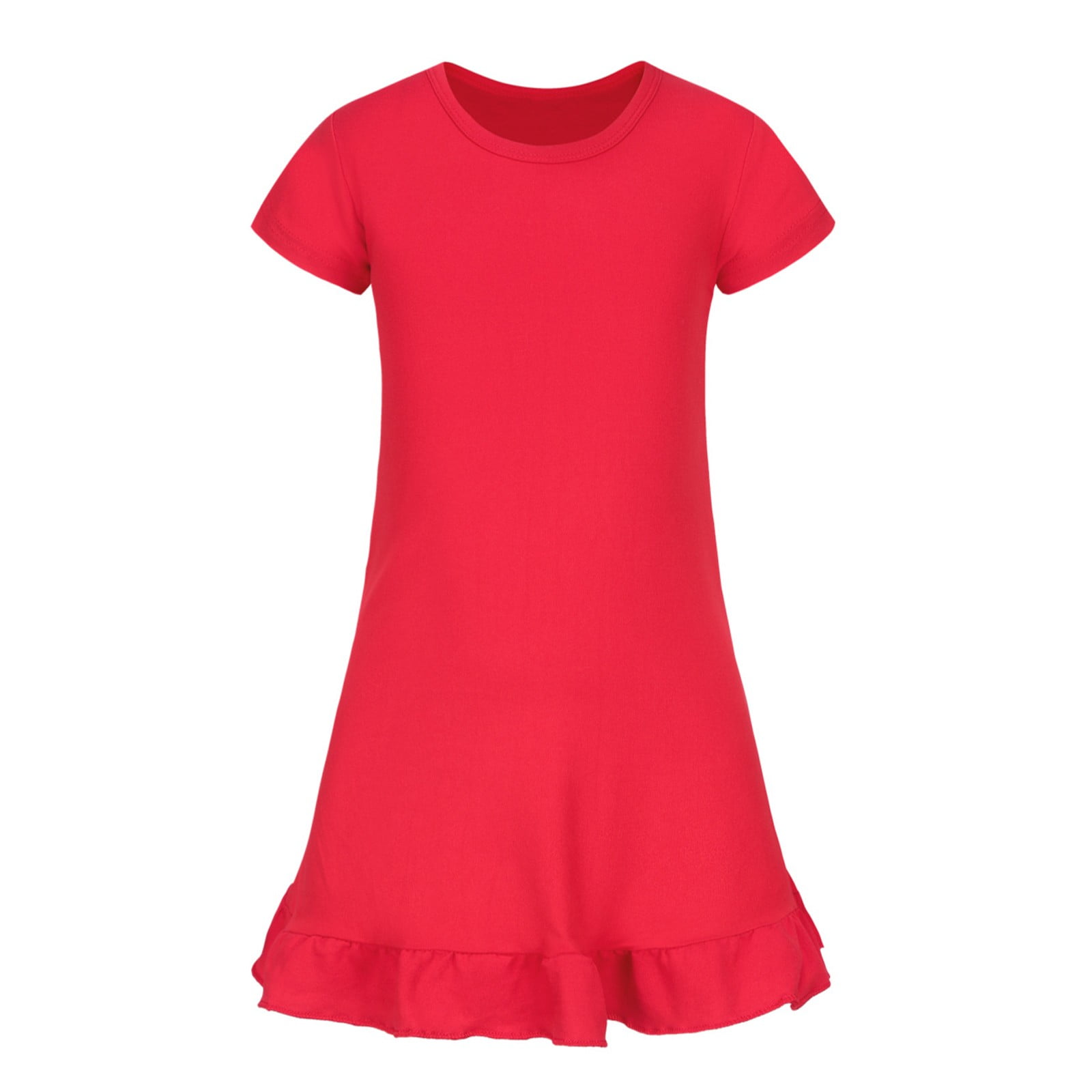 Inglocry Girls Summer Short Sleeve Dress A Line Swing Basic Skater ...
