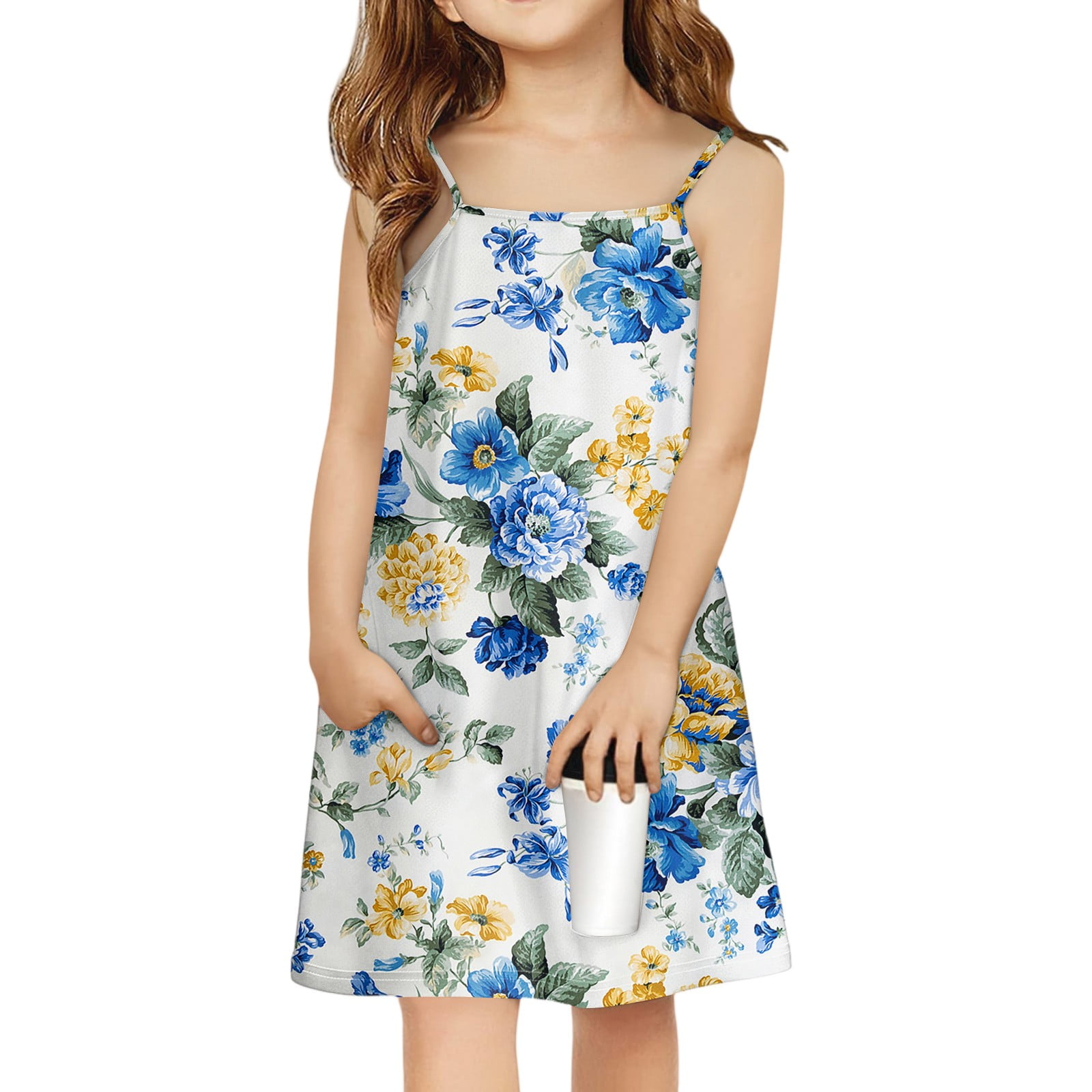 Inglocry Girls Sundress Summer Boho Sleeveless Strap Dresses Vintage ...