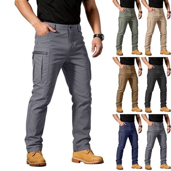 Inglocry Men Cargo Pants Relaxed Fit Water Resistant Ripstop Utility ...