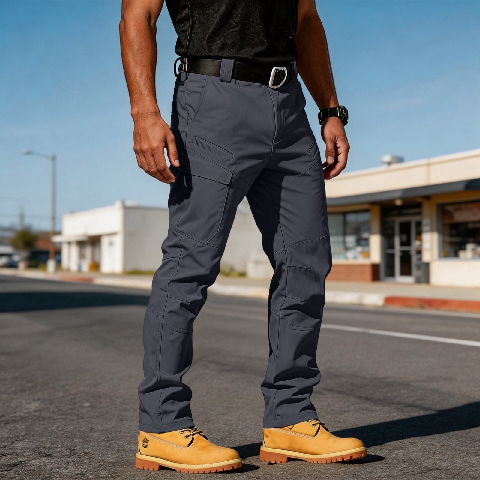 Inglocry Men's Flex Ripstop Cargo Pants, Water-Resistant 4-Way Stretch ...