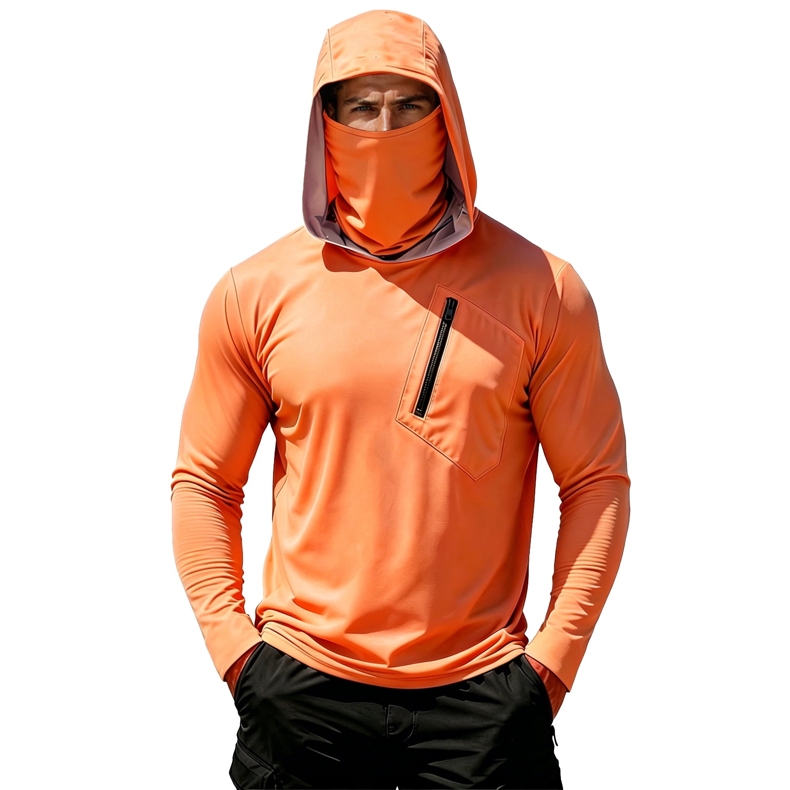 Inglocry Men’s UPF 50+ Tactical Quick Dry Hoodie Shirts with Mask UV ...