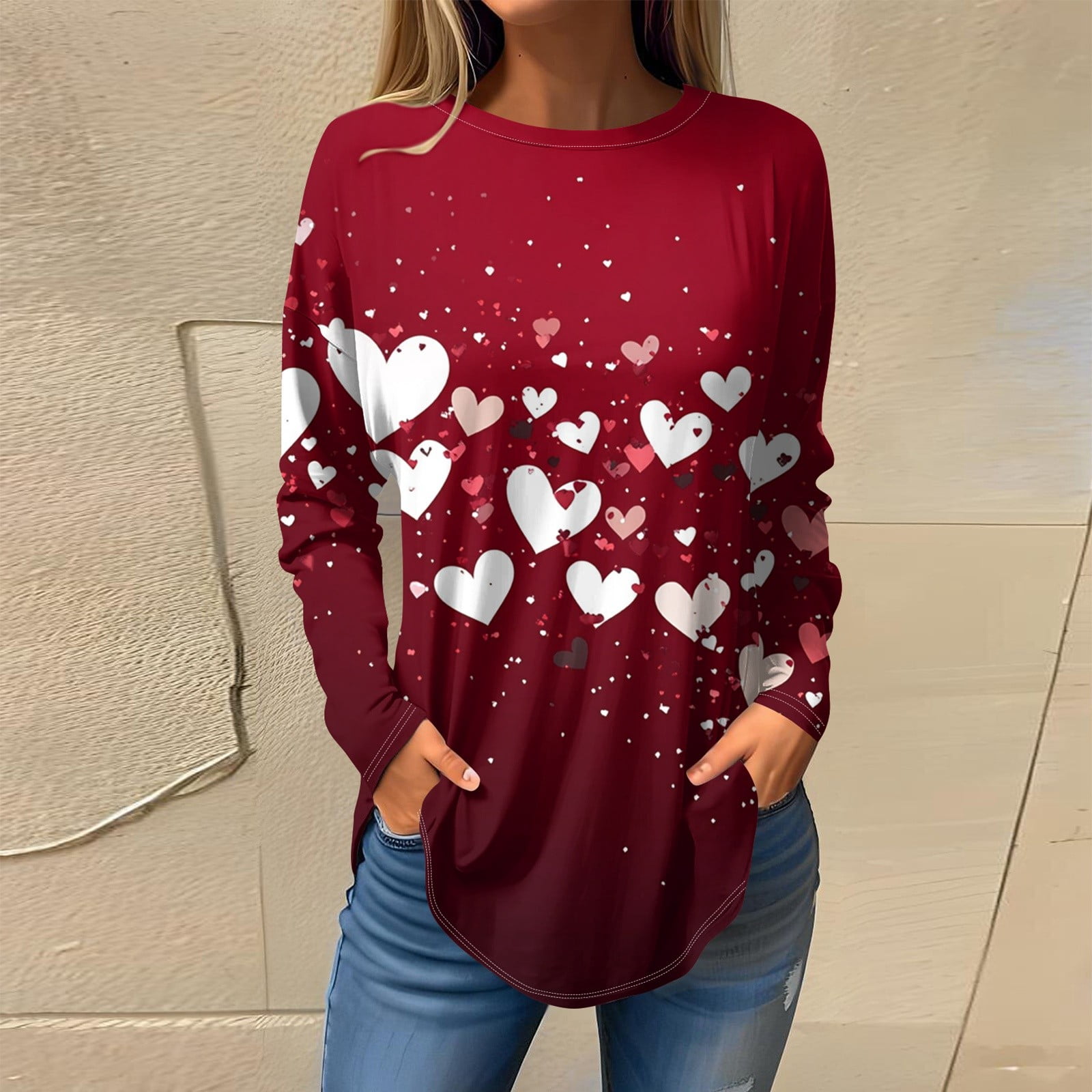 Inglocry Valentine's Day Women's Funny Heart Graphic Shirt Fashion ...