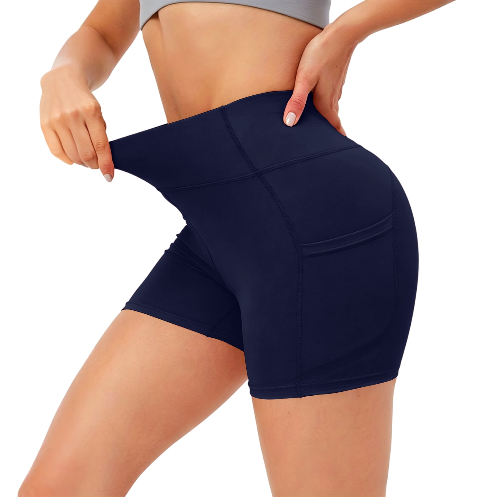 Inglocry Women's Workout Shorts, No Front Seam Yoga Biker Tummy Control ...