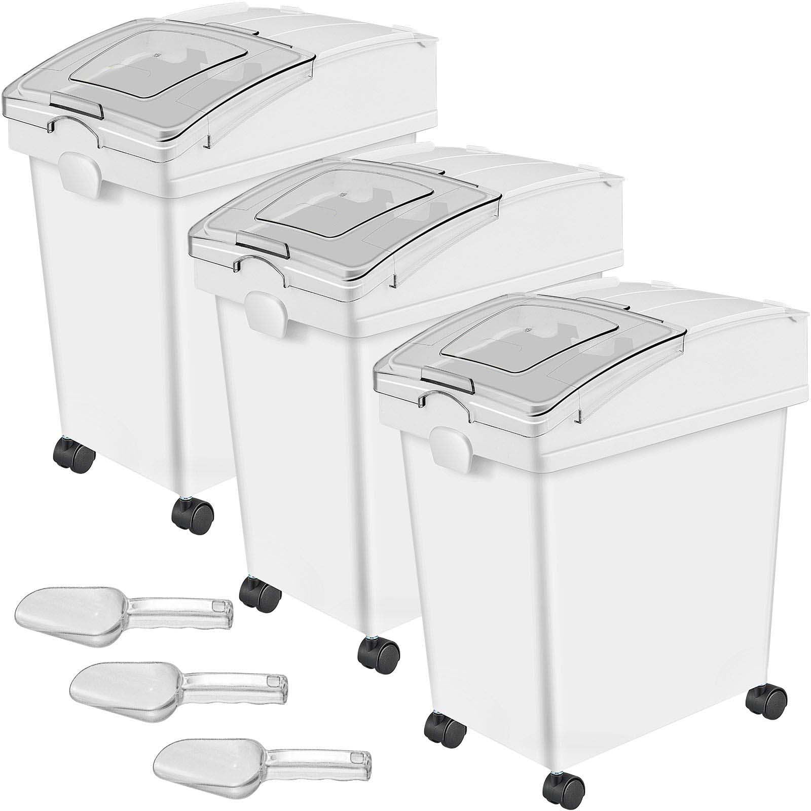 Ingredient Bins 5.2 Gallon, 3 Pcs Food Storage Containers on Wheels, PP ...