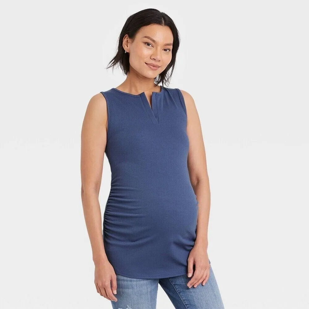 Ingrid & Isabel Women's Rib Maternity Tank Top Medium Blue - Walmart.com