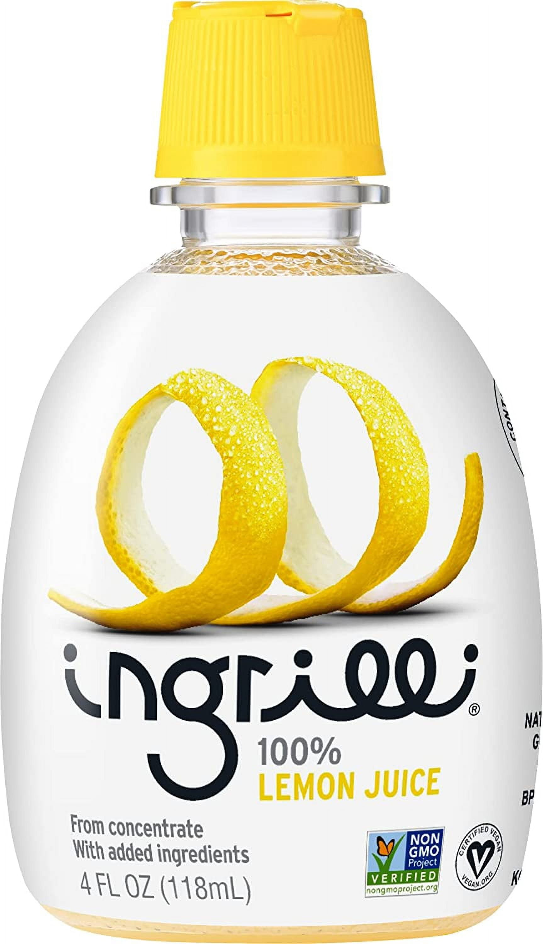 Ingrilli 100% Lemon Juice from Concentrate, 4 Fl Oz Squeeze Bottles ...