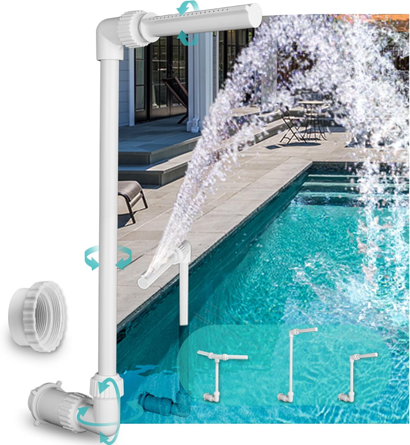 Inground Pool Fountain | Water Sprinkler Pond Swimming Jet Cascade ...