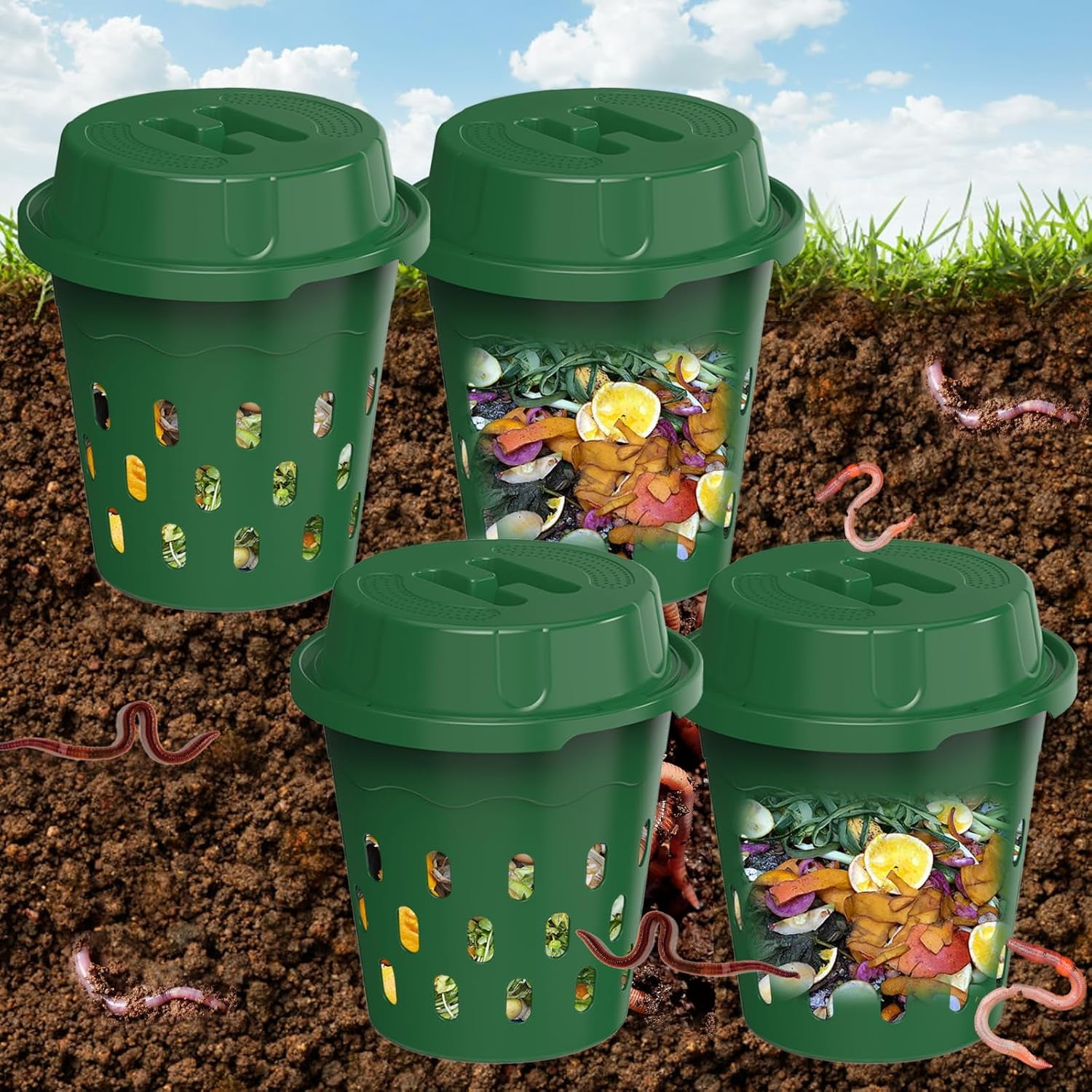 Inground Worm Composter, Outdoor Worm Compost Bin for Garden Beds ...