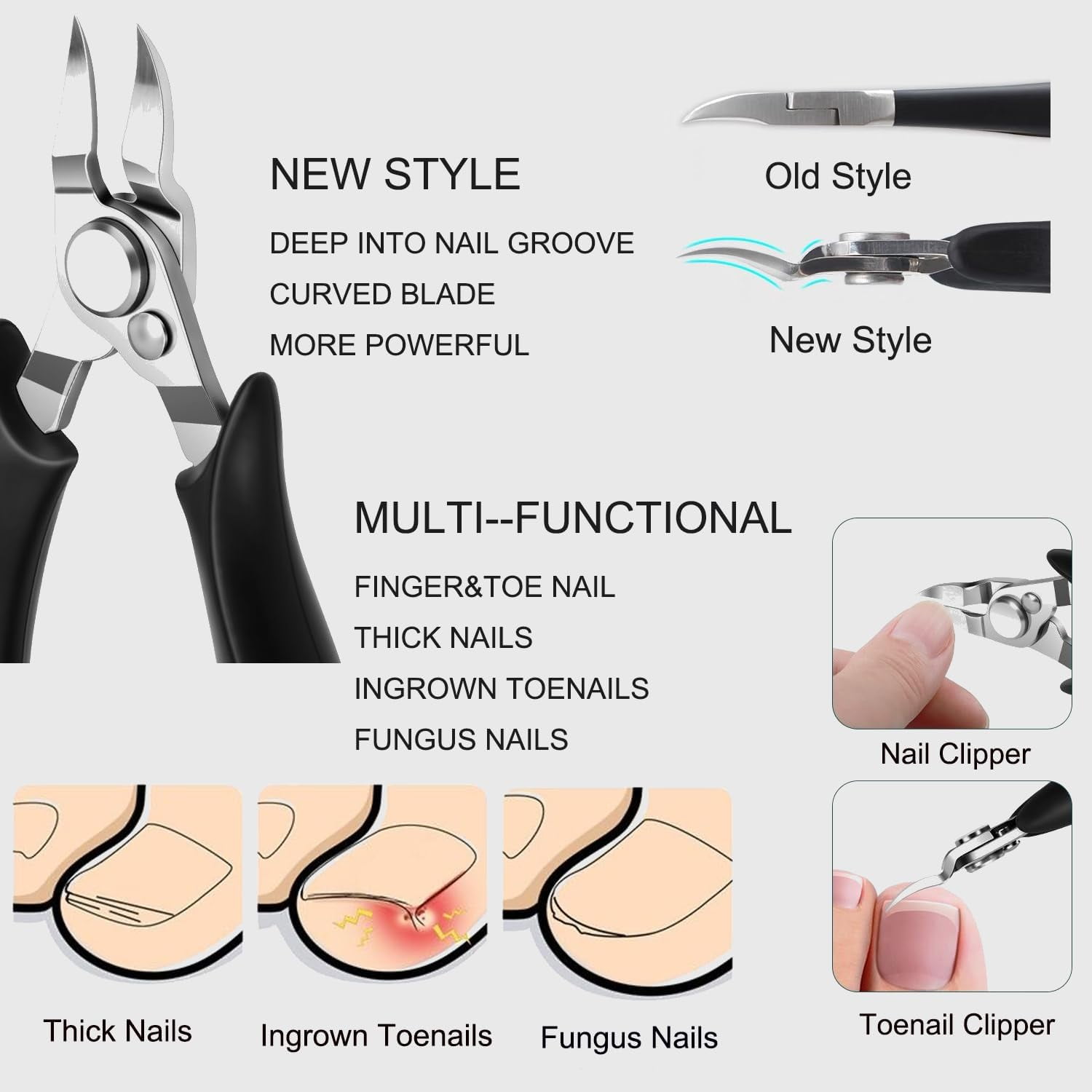 Ingrown Toenail Clipper Set with 3 Pcs Professional Knifes, Podiatrist ...