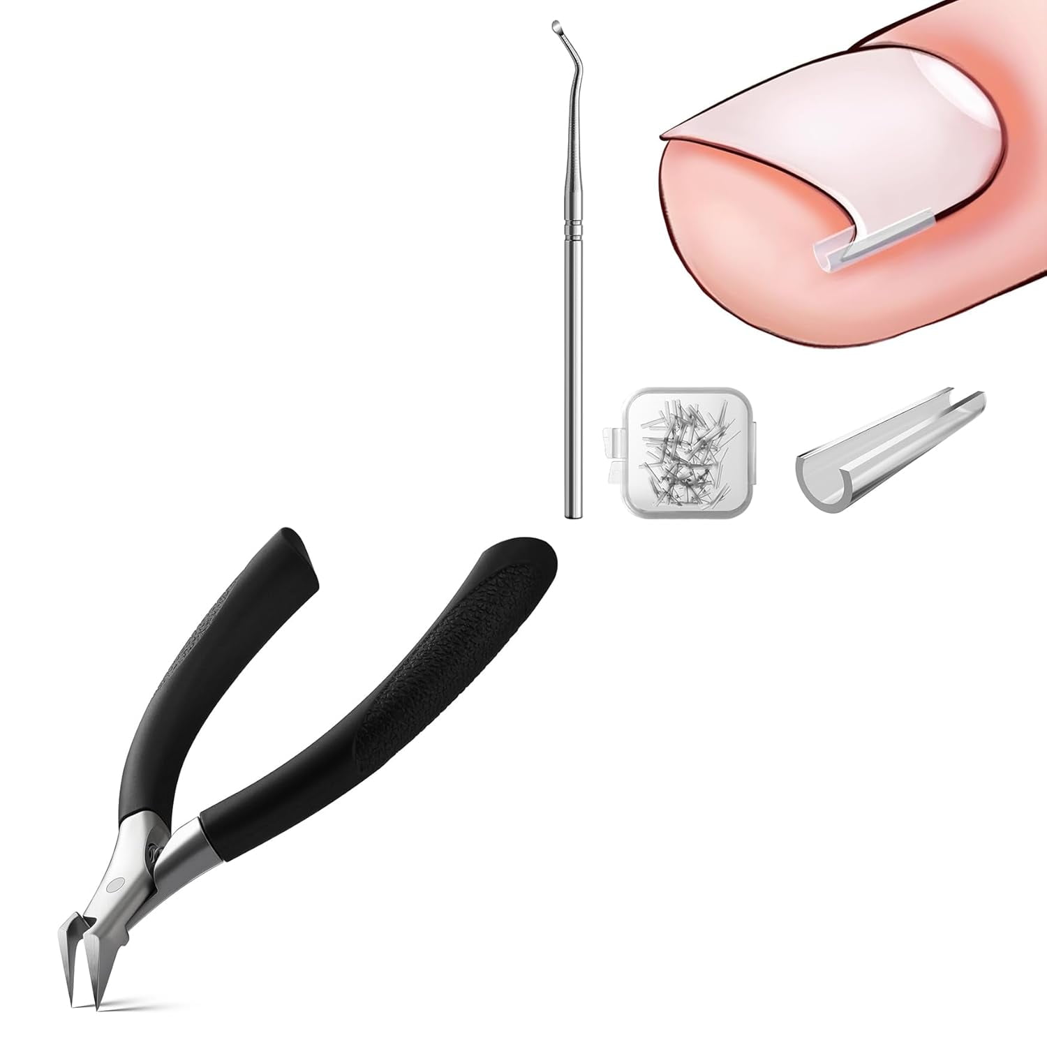Ingrown Toenail Corrector Set with Straight Blade Toenails Clipper - 40 ...