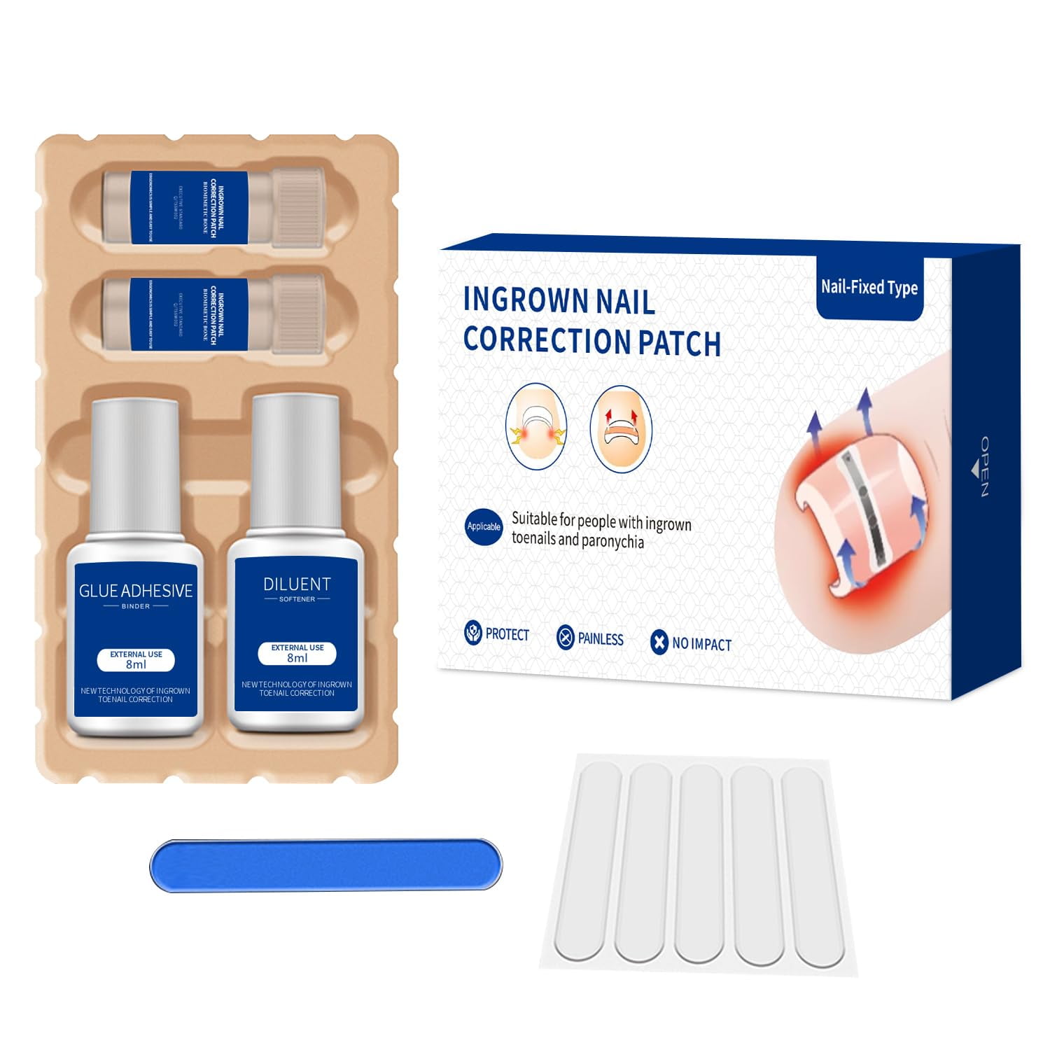 Ingrown Toenail Treatment, 10 OIF8 packs Titanium Alloy Ingrown Toenail Corrector for all size ...