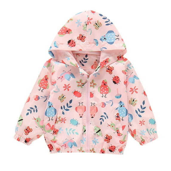 Ingzy Kids Girls Cartoon Zip Hooded Jacket Spring Fall Light ...
