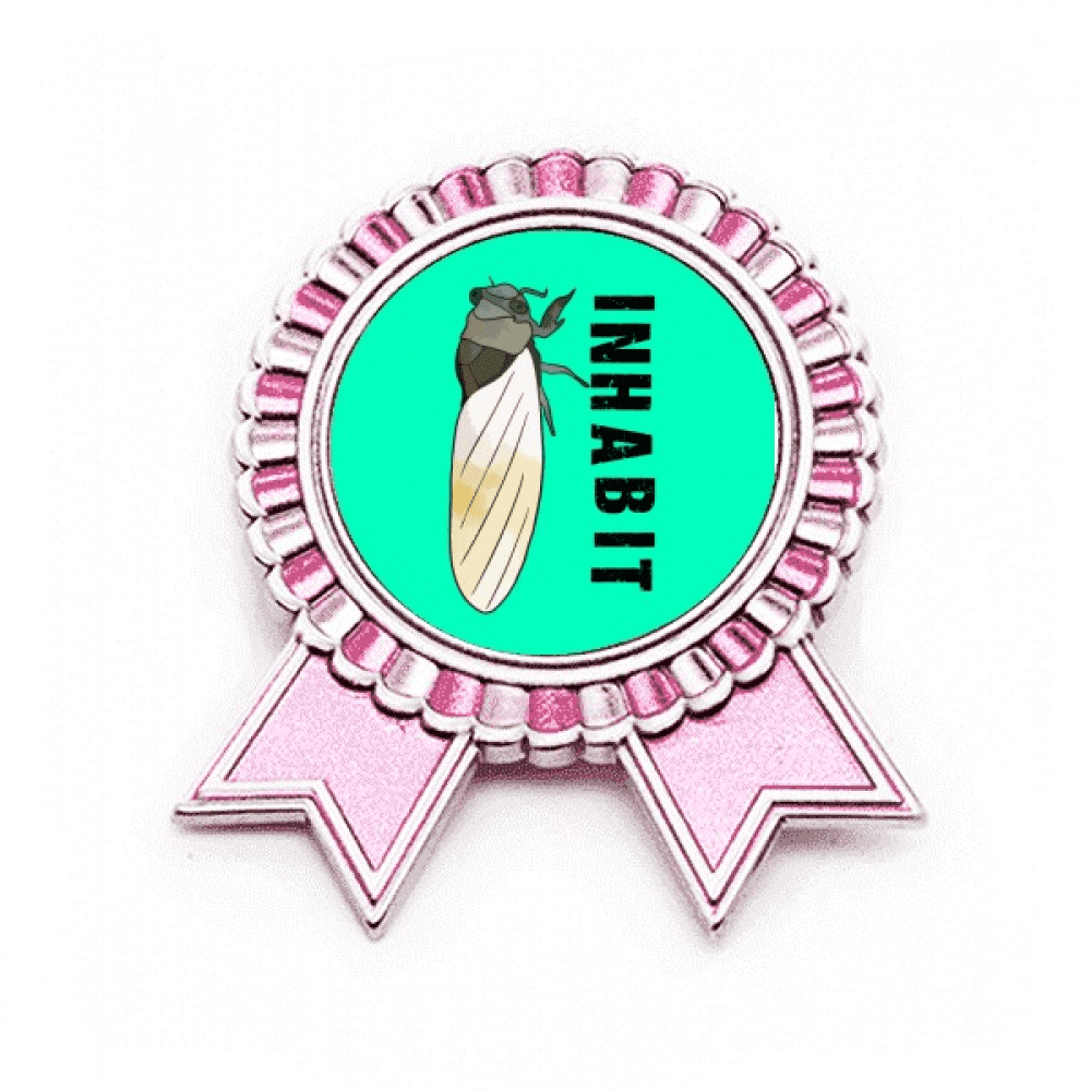 Inhabit Cicada Allemada Neviifolia Bugs Badge Brooch Pin Pink Winner ...