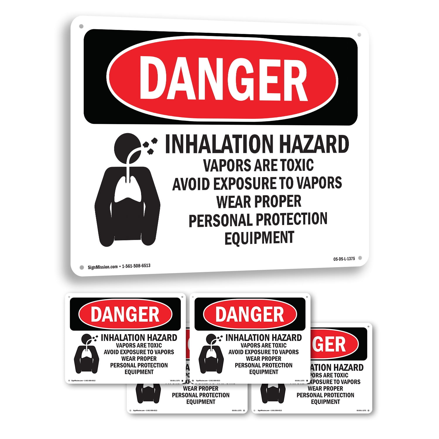 Inhalation Hazard Vapors Toxic OSHA Danger Aluminum Sign 10 Inch x 7 ...
