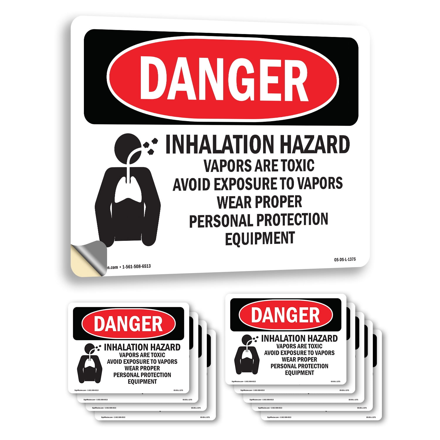 Inhalation Hazard Vapors Toxic OSHA Danger Vinyl Decal Label 24 Inch x ...