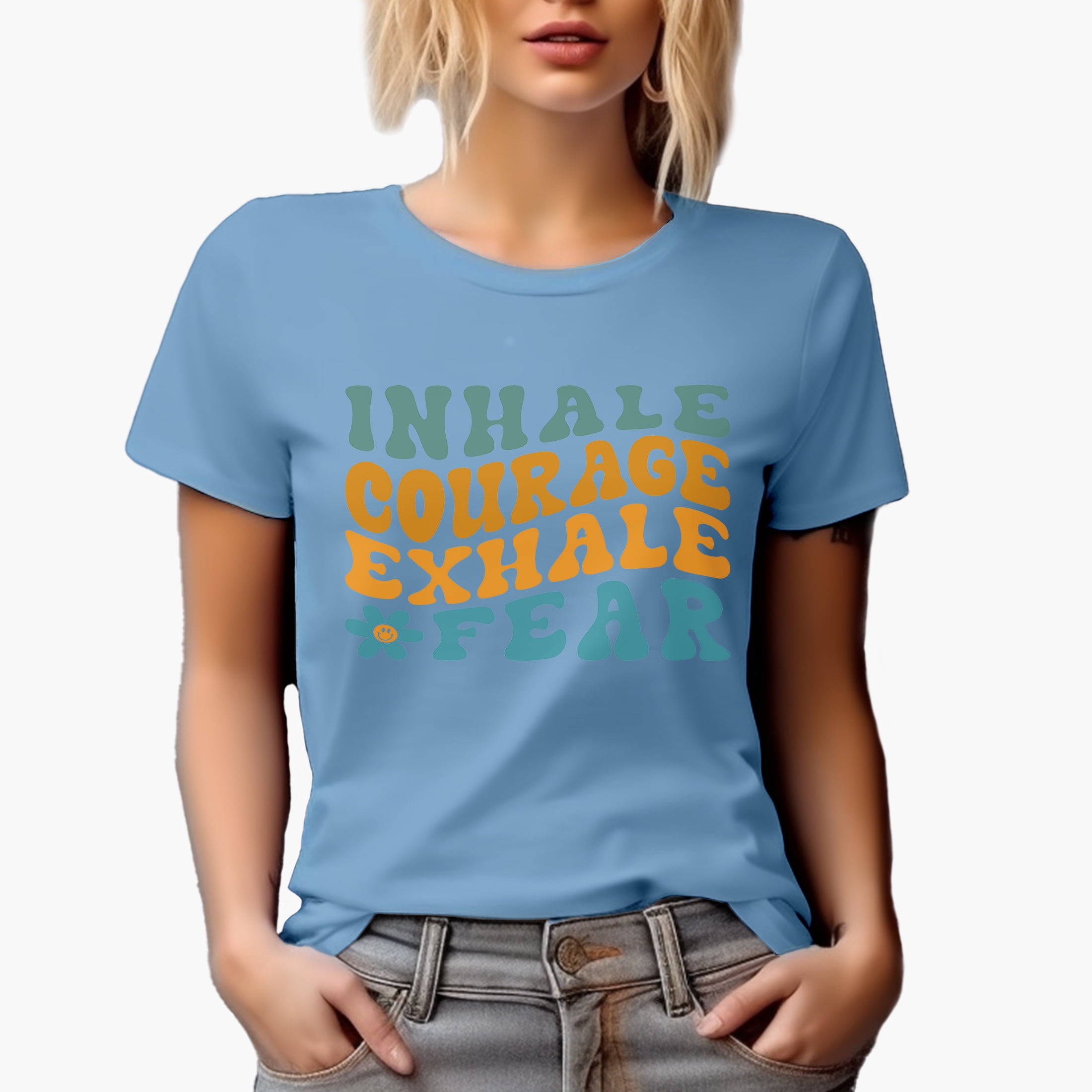 Inhale Courage, Exhale Fear, Inspirational Quote, Groovy Retro Wavy ...