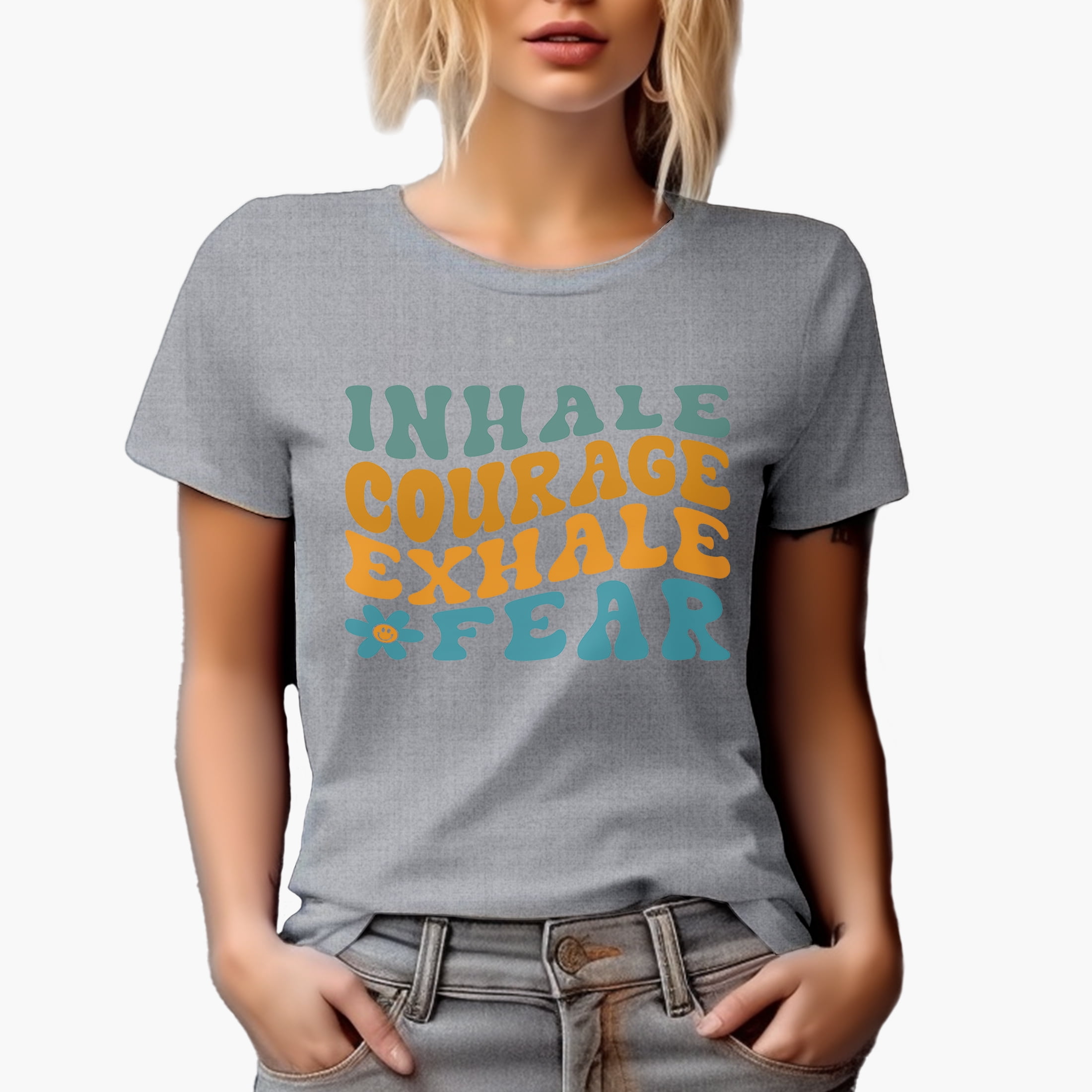 Inhale Courage, Exhale Fear, Inspirational Quote, Groovy Retro Wavy ...