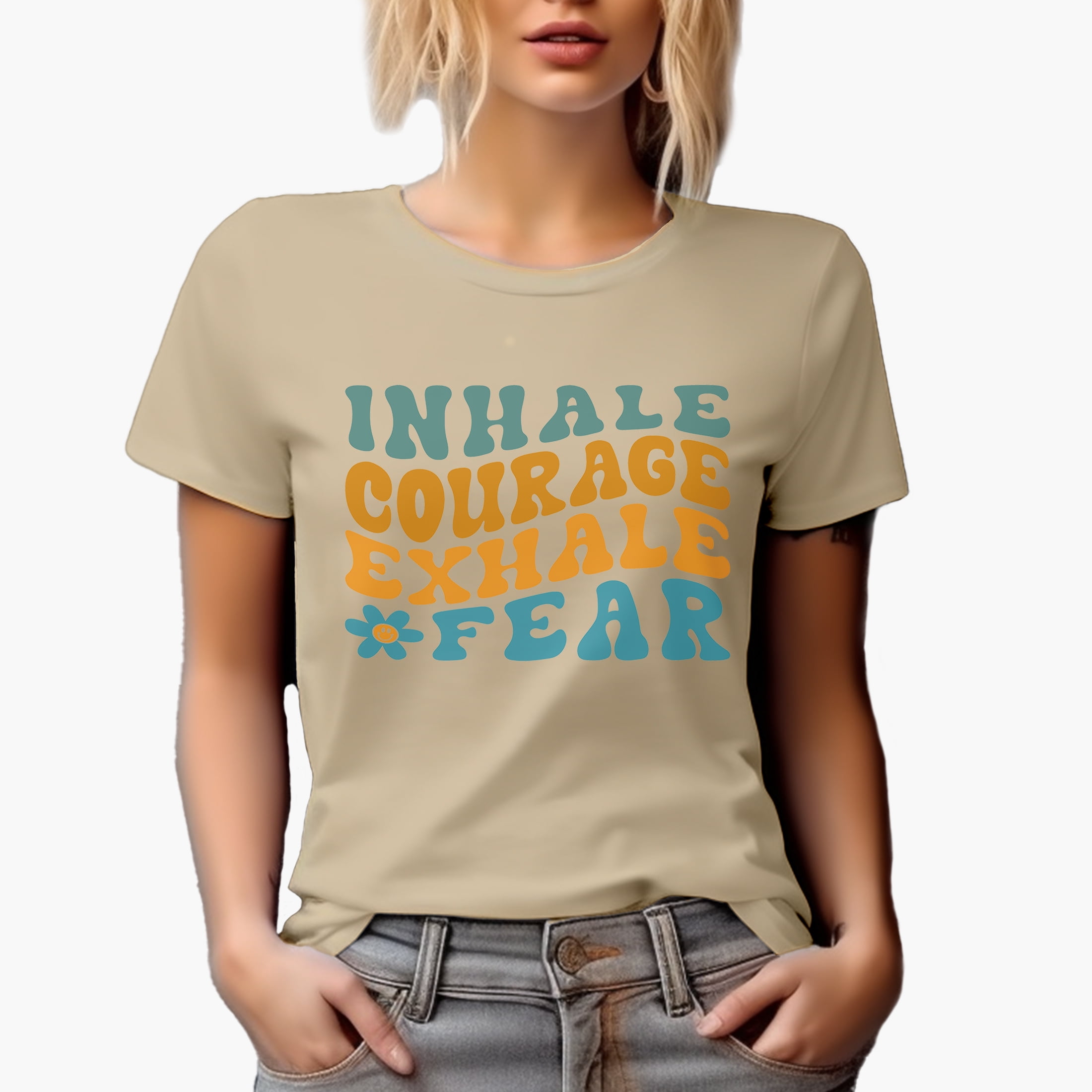 Inhale Courage, Exhale Fear, Inspirational Quote, Groovy Retro Wavy ...