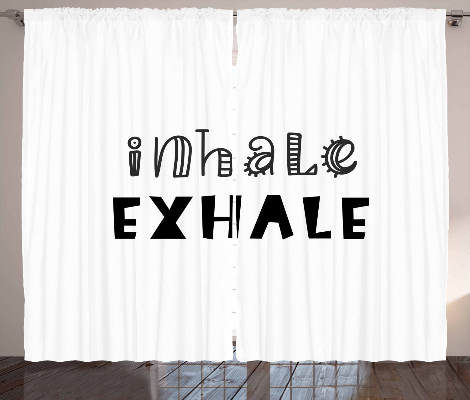 Ambesonne Inhale Exhale Curtains 2 Panel Set, Breathing Modern Art, 108 ...