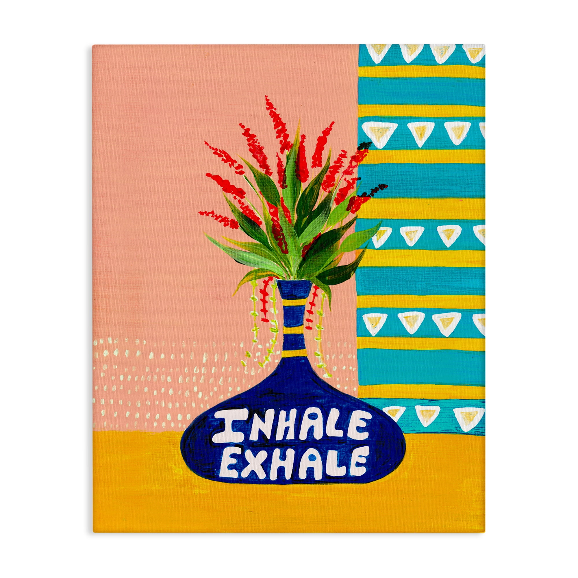 Inhale Exhale Flower Vase Canvas Wall Art, design by Nabeela Rumi ...