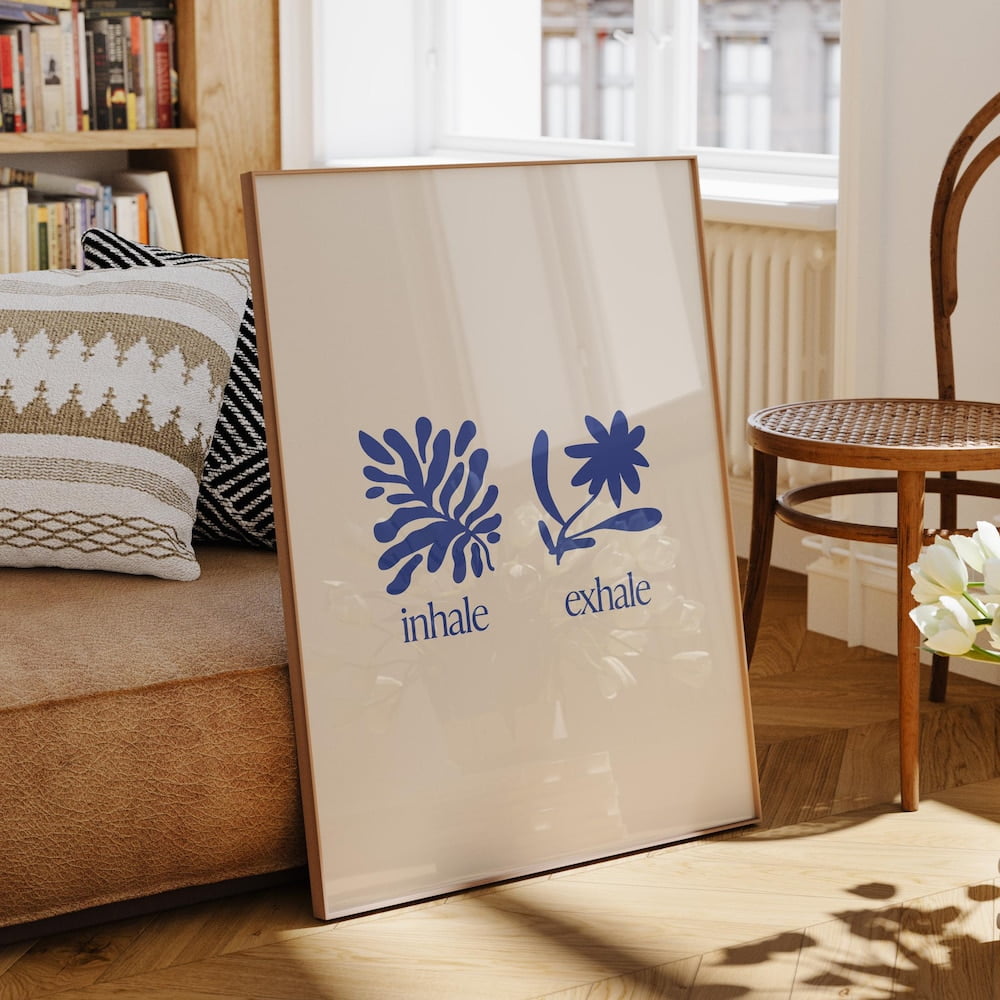 Inhale Exhale Print: Calming Yoga, Meditation Art UNFRAMED PAPER POSTER ...