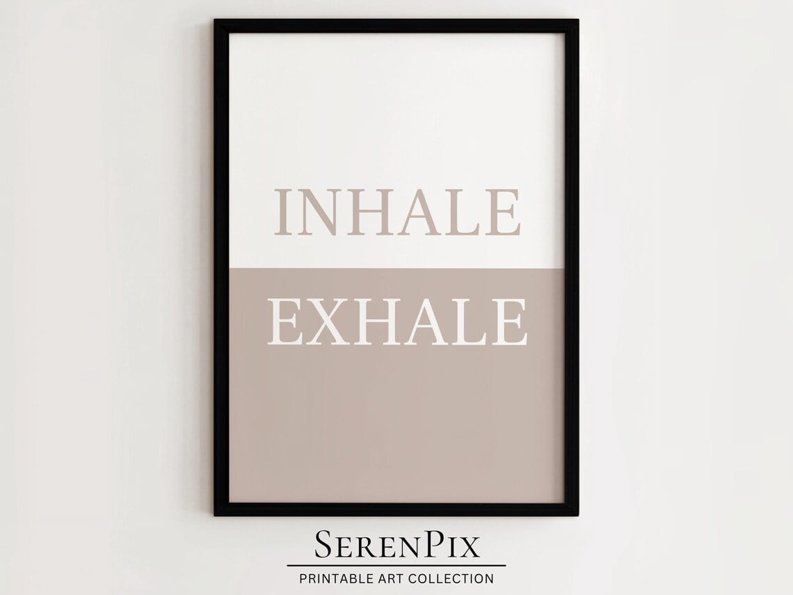 Inhale Exhale Wall Art, Yoga Poster, Meditative Decor, Mindfulness ...
