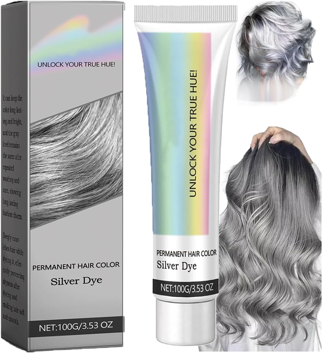 Inherenta Silver Hair Dye,2-In-1 Natural Essence Extract Silver Hair ...