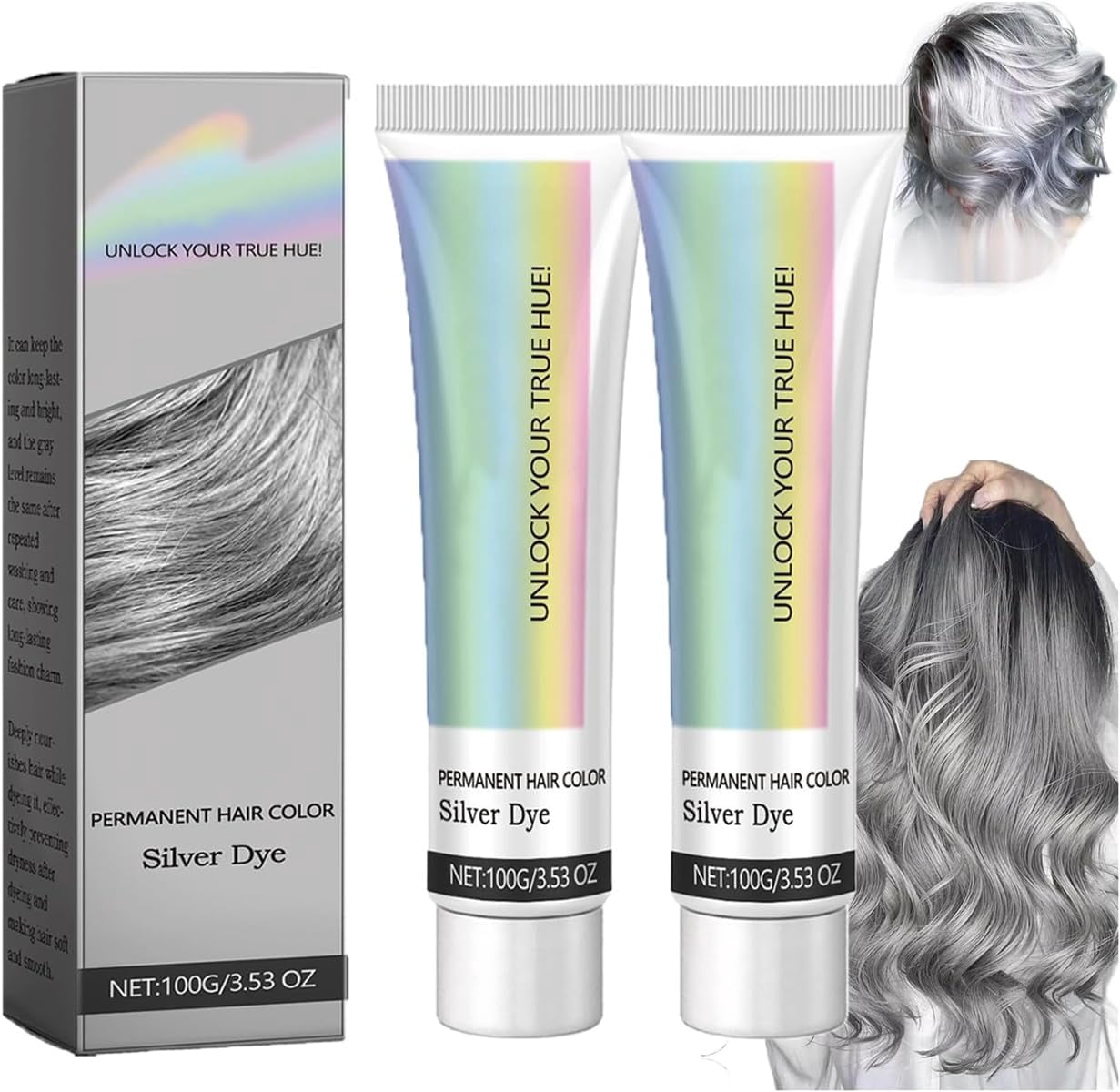 Inherenta Silver Hair Dye 2 In 1 Natural Essence Extract Silver Hair
