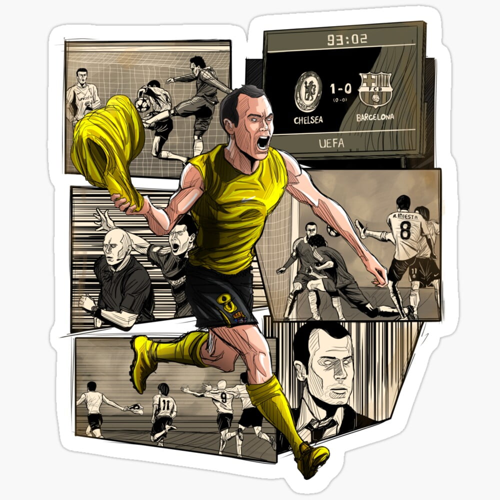 Iniesta Goal In 2009 Sticker Phone Decal Water Bottle Stickers Car ...