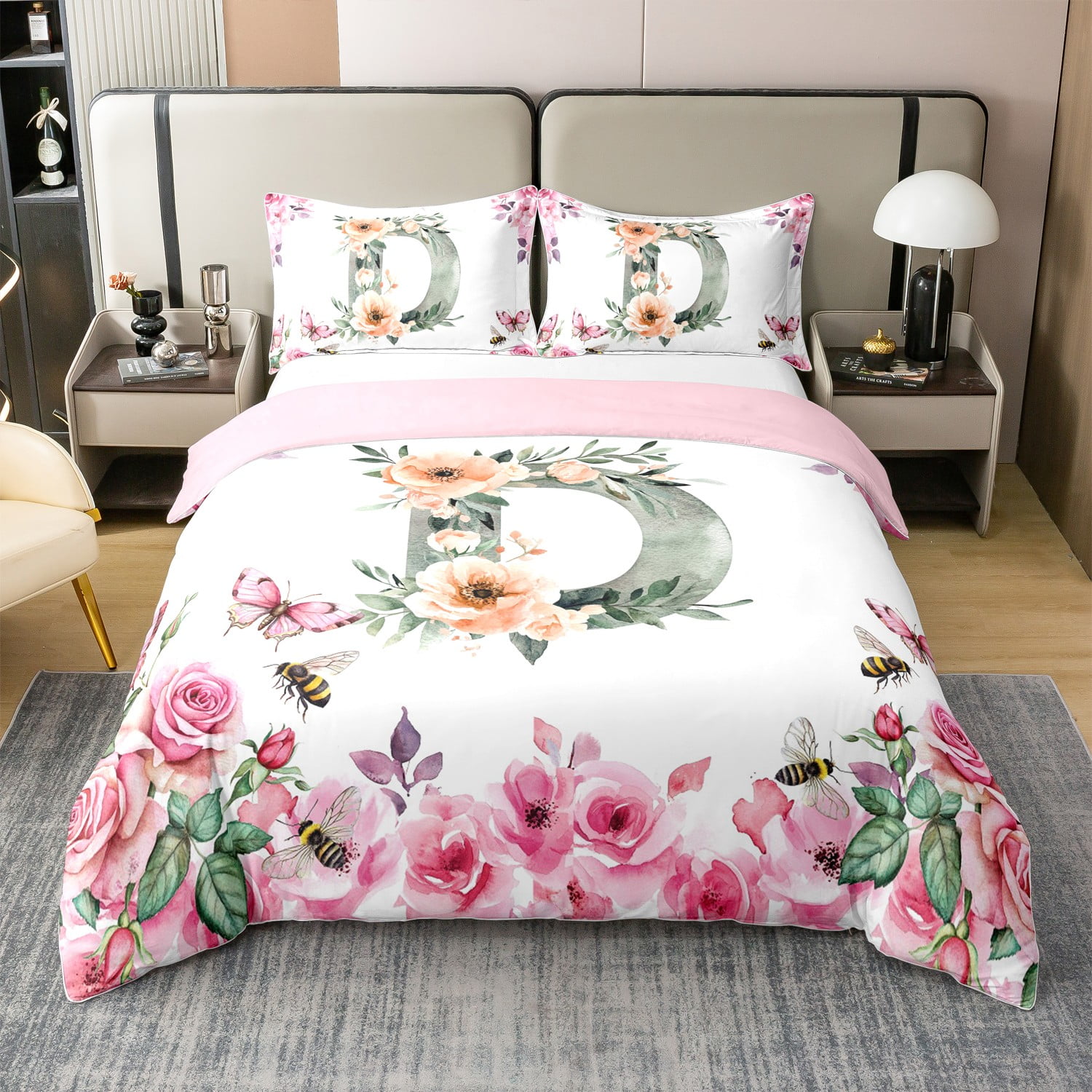 Initial A-Z 100% Cotton Duvet Cover for Kids Boys Girls,Initial Letter ...