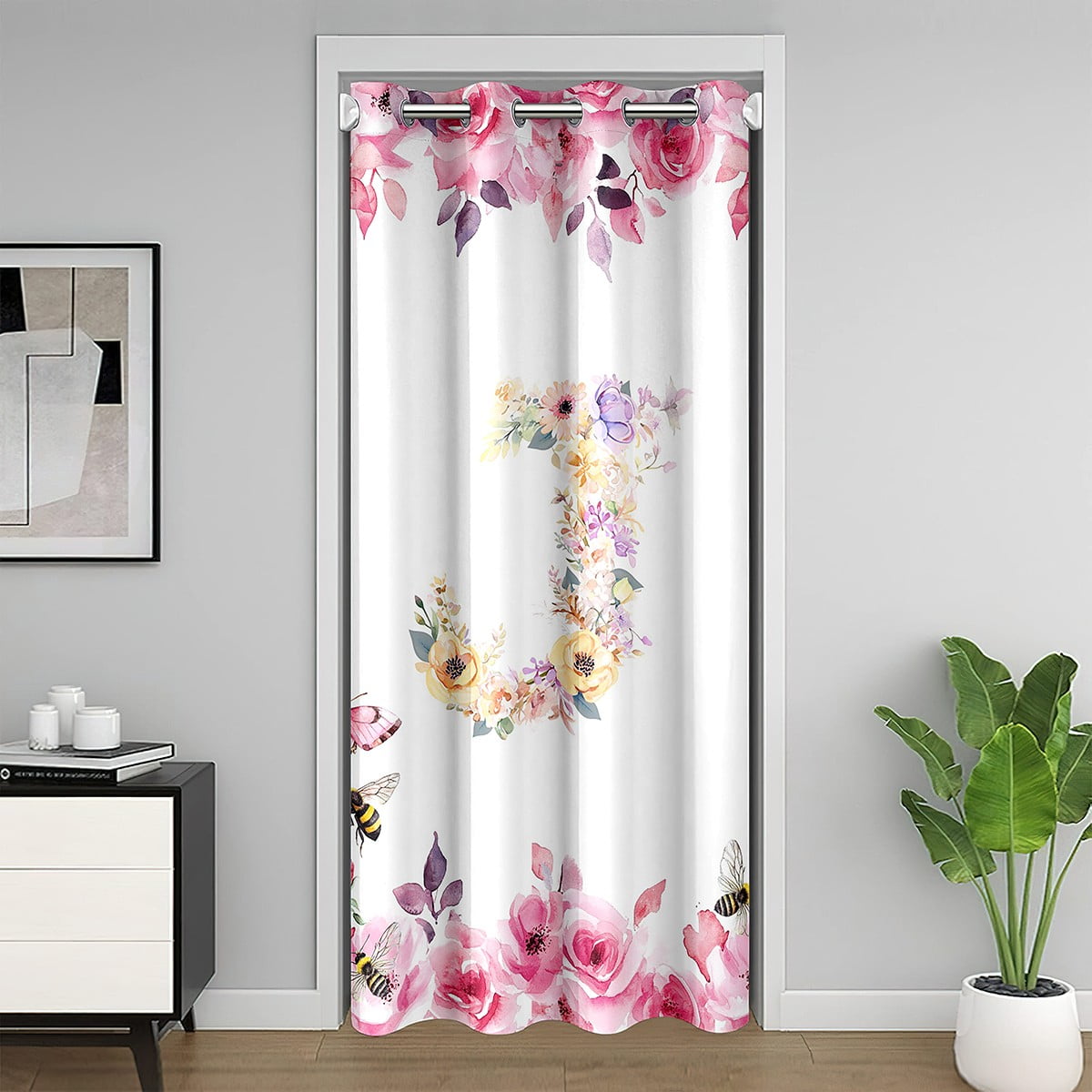 Initial A-Z 42x80 inch Door Curtain,Initial Letter J Doorway Curtain ...