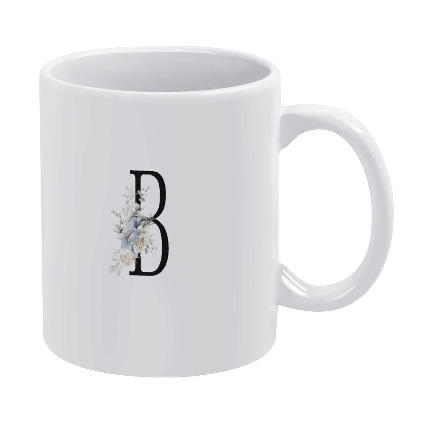 Initial A-Z Floral Botanical Bouquet Alphabet Mug 11 Oz Ceramic Teacup ...