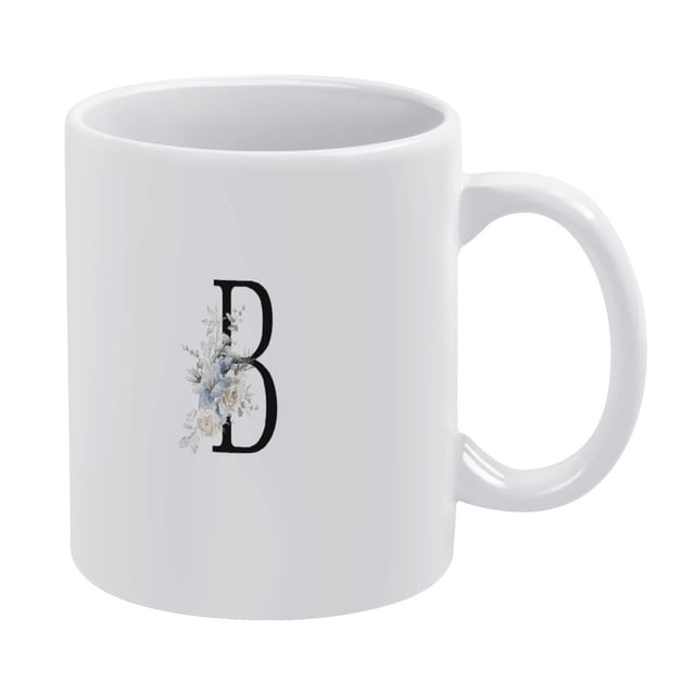 Initial A-Z Floral Botanical Bouquet Alphabet Mug 11 Oz Ceramic Teacup ...