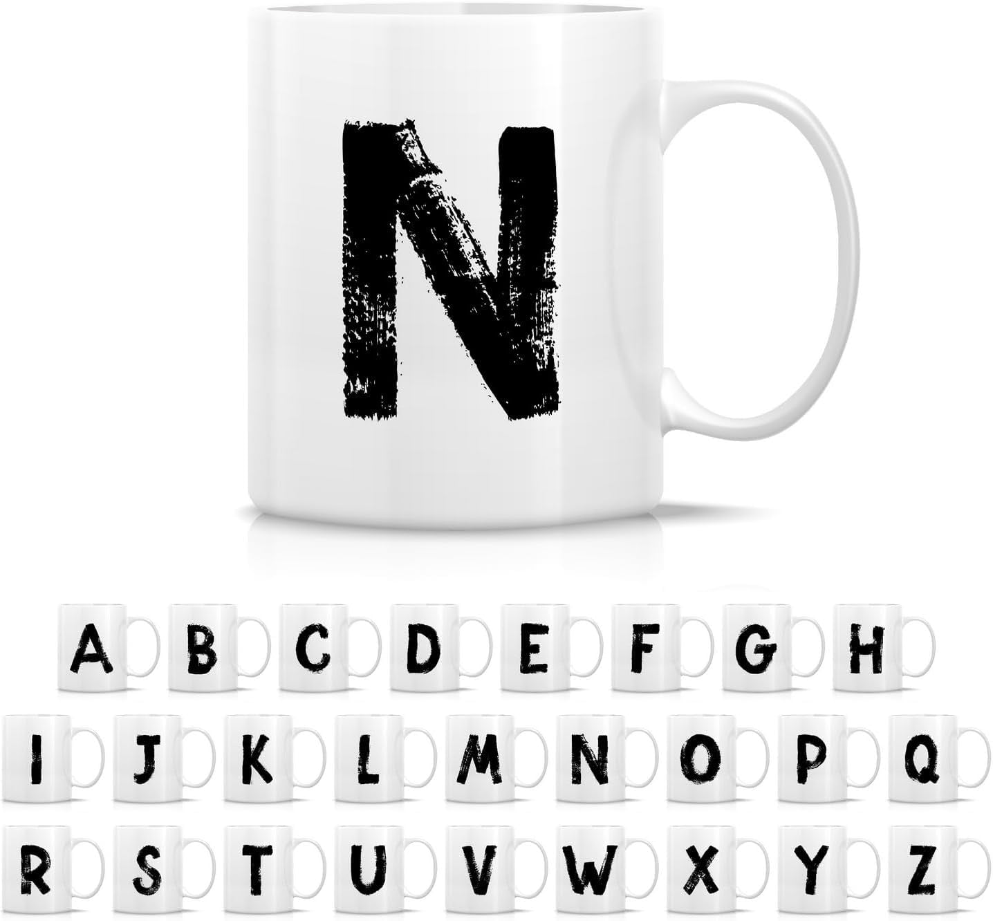 Initial A-Z Hand Drawn Grunge Alphabet Monogrammed Monogram Mug 11 Oz ...