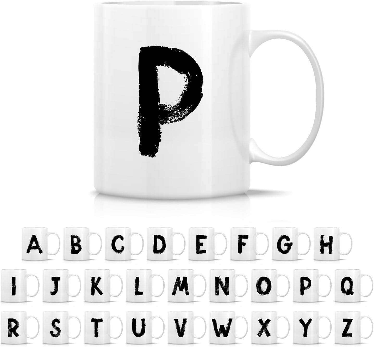 Initial A-Z Hand Drawn Grunge Alphabet Monogrammed Monogram Mug 11 Oz ...
