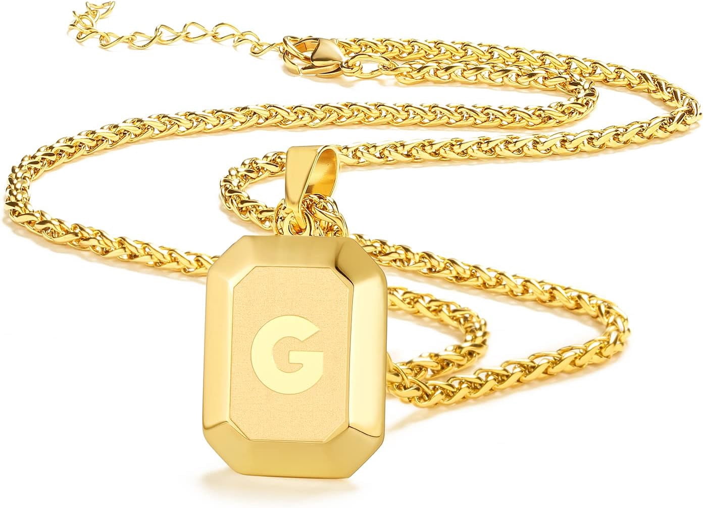 Initial A-Z Necklace for Men,Stainless Steel Square Letter Pendant ...