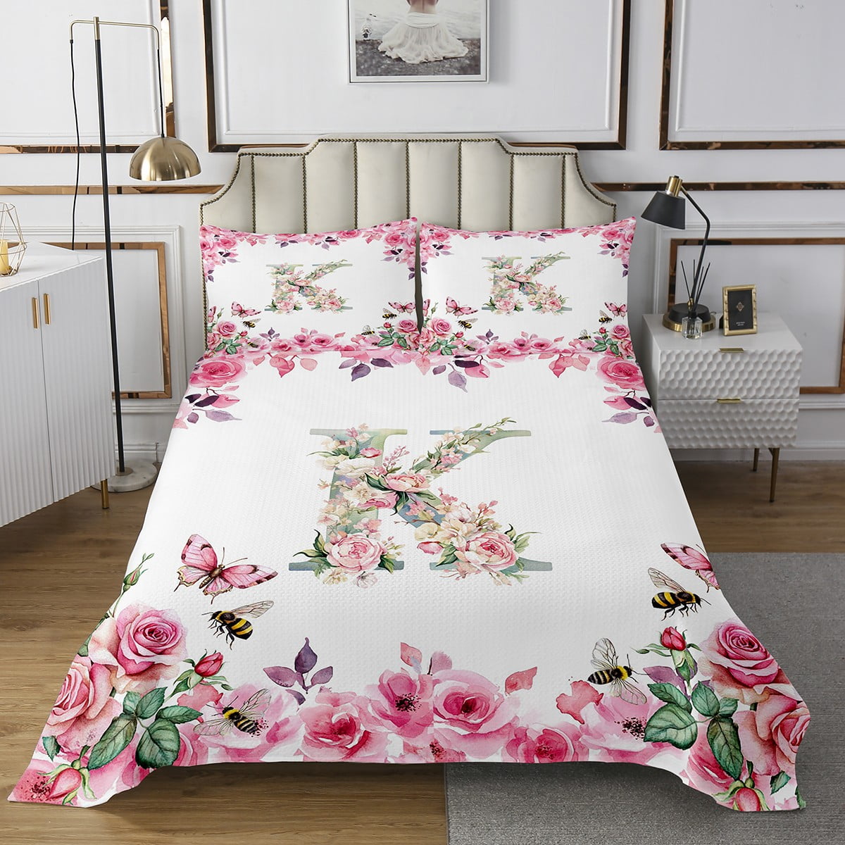 Initial A-Z Quilt Set for Kids Boys Girls,Queen Initial Letter K ...