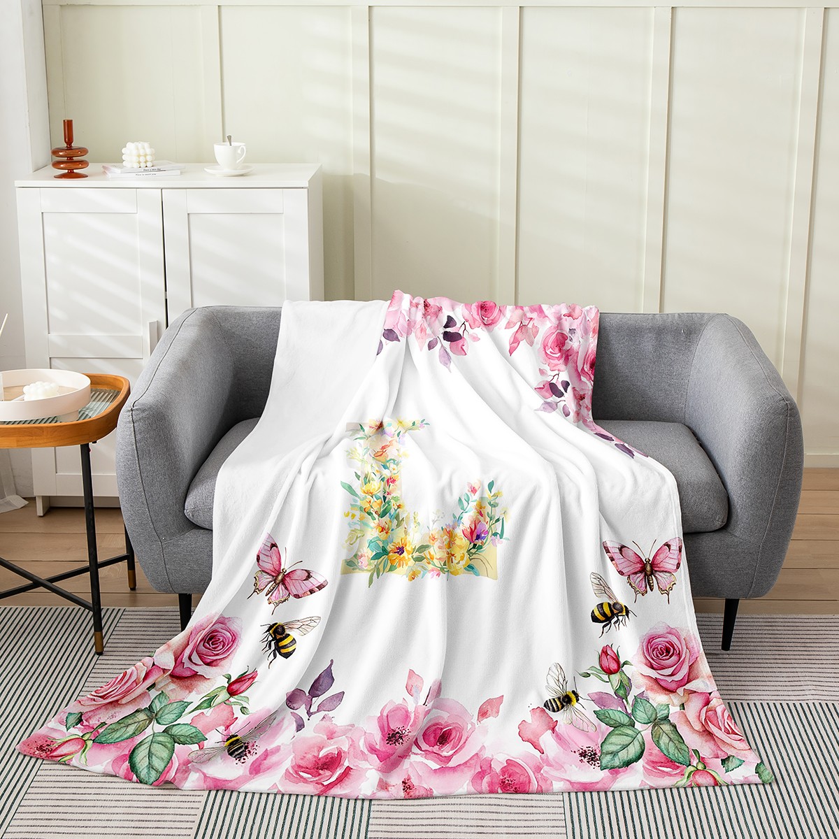 Initial A-Z Throw Blanket,Initial Letter L Fleece Blanket 30x40 inch ...