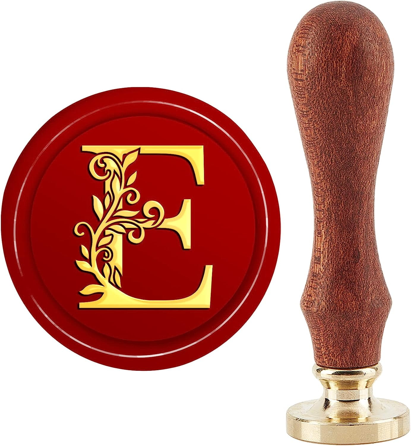 Initial Alphabet E Wax Seal Stamp Vintage Botanical Leaves Letter ...