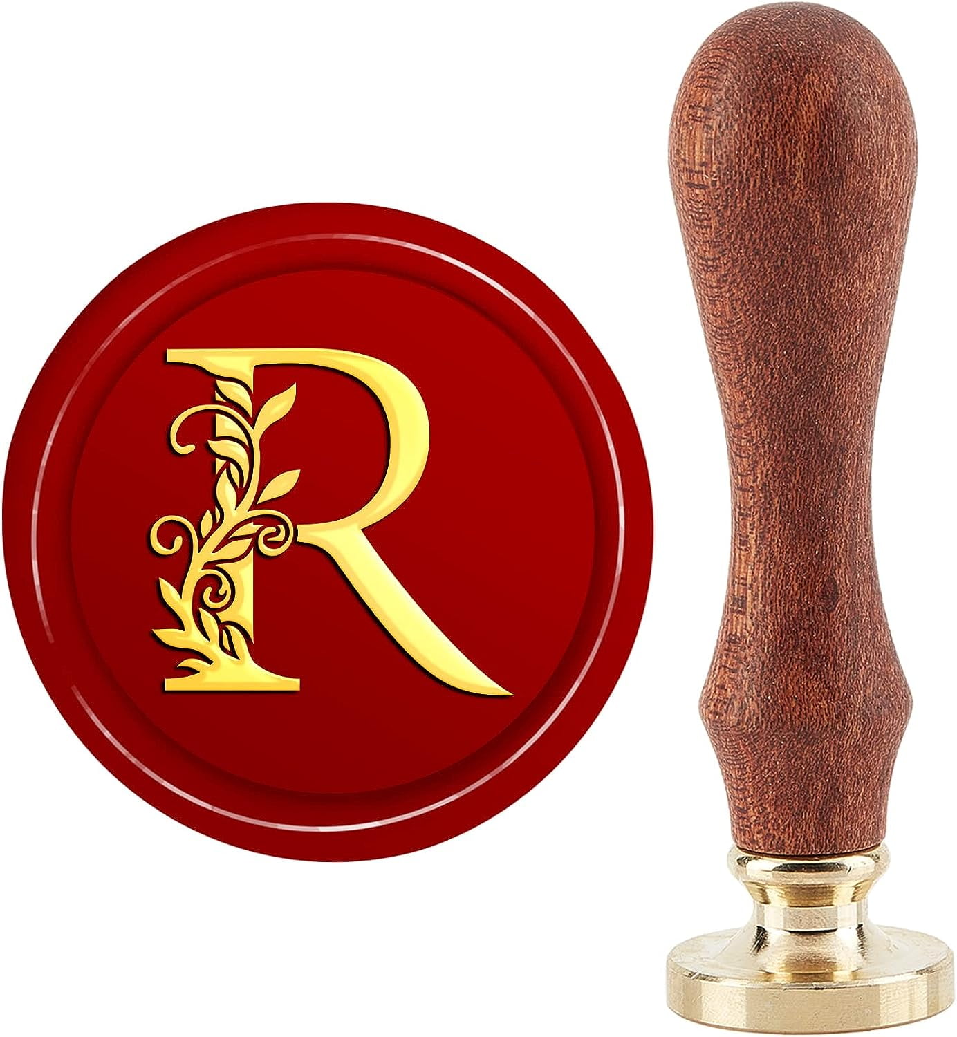 Initial Alphabet R Wax Seal Stamp Vintage Botanical Leaves Letter Sealing Wax Stamps 30mm ...