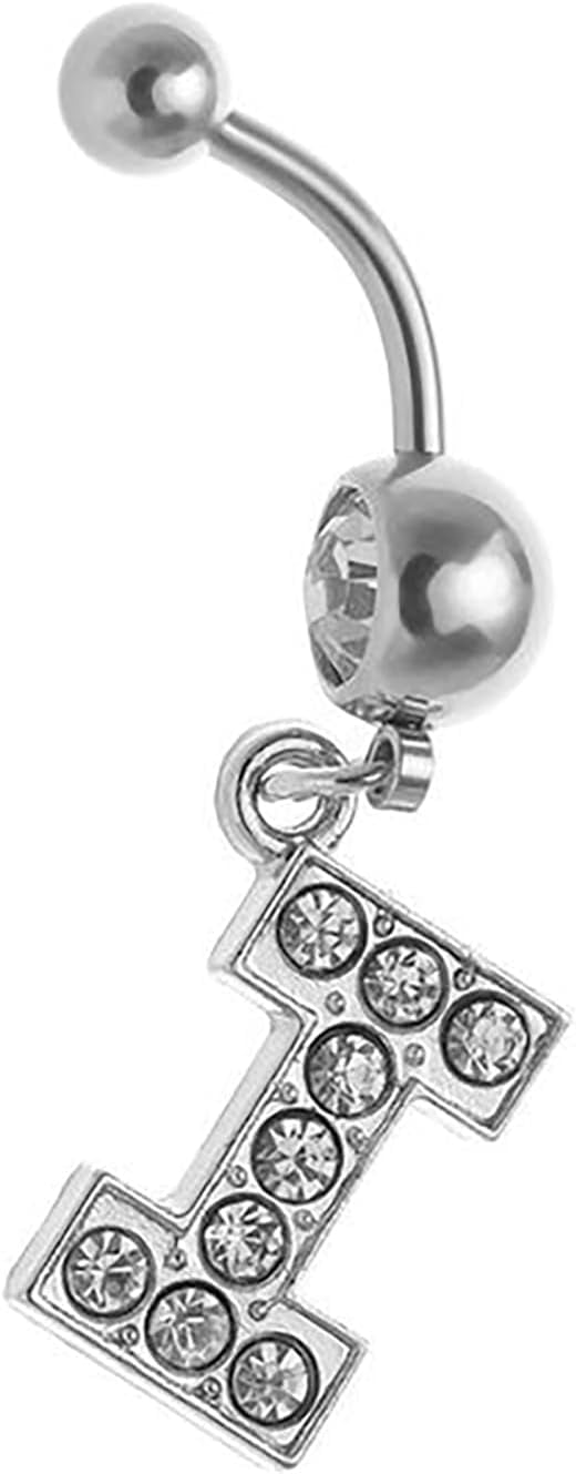 Initial Belly Button Rings 14G Surgical Stainless Steel 26 Letter ...