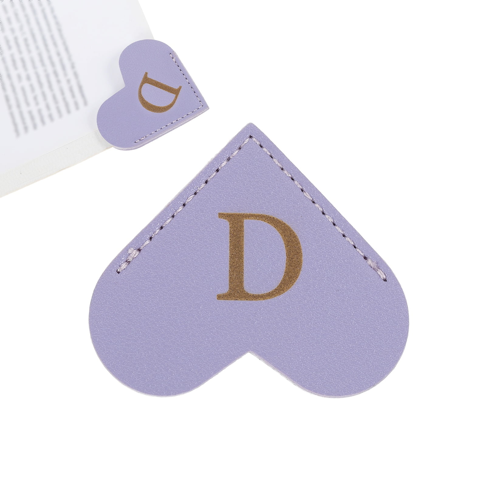 Initial D Corner Bookmarks, Heart Shape Leather Book Marks Page Markers ...