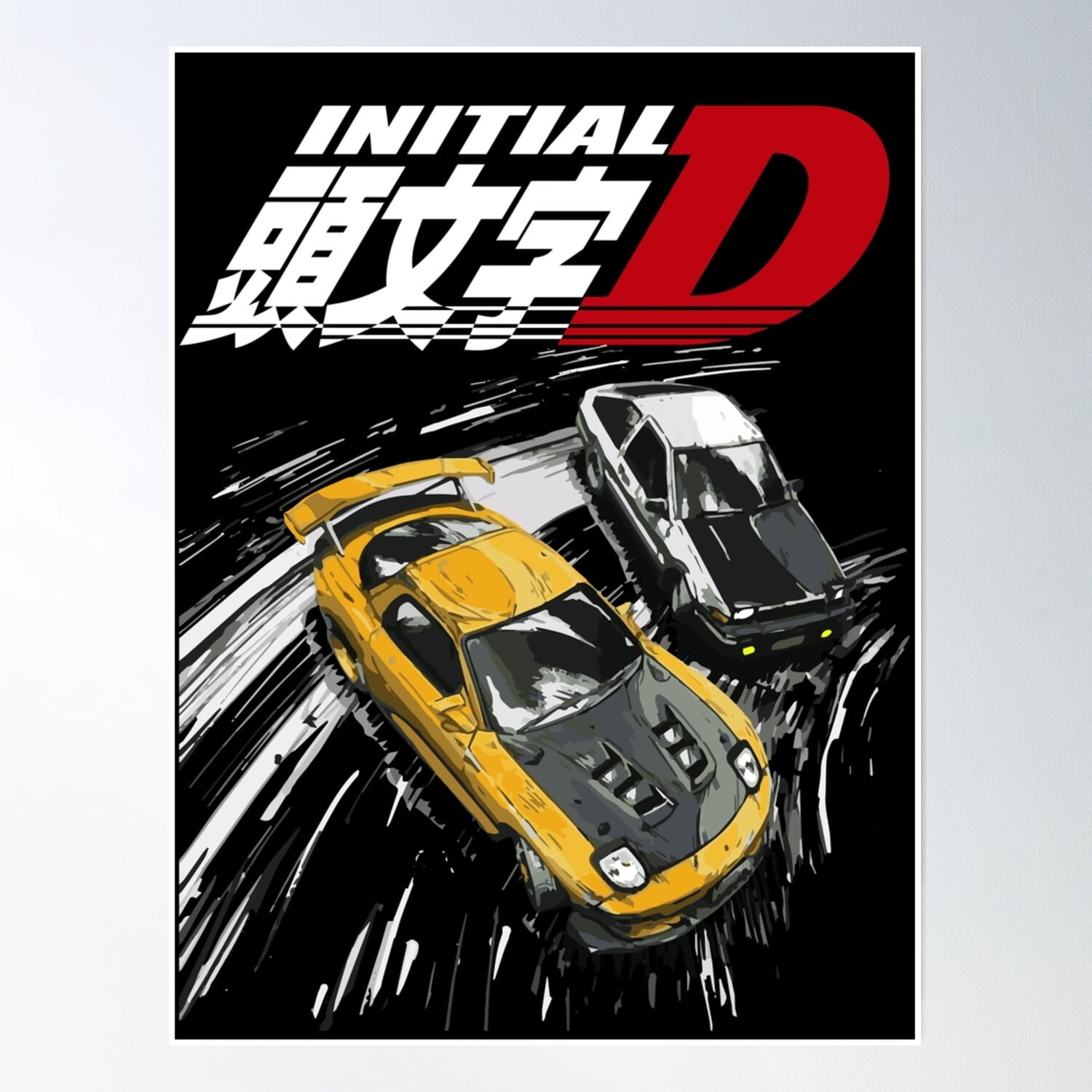 Initial D - Mountain Drift Racing Tandem Ae86 Vs Fd Rx-7 Poster Wall ...